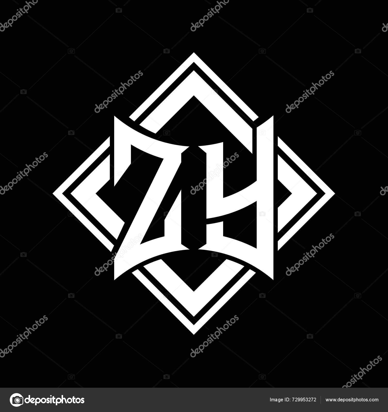 Letter Logo Abstract Shield Shape Square White Outline Black Background ...