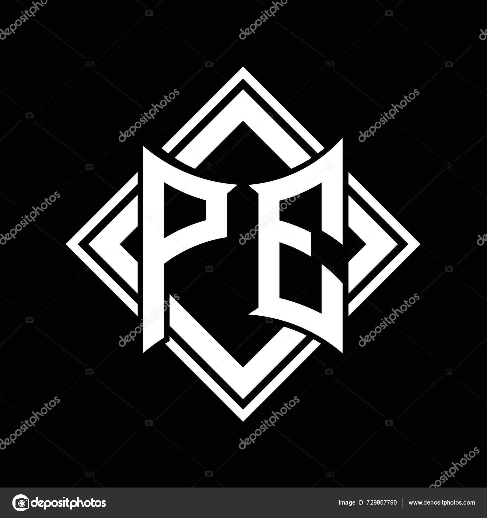 Letter Logo Abstract Shield Shape Square White Outline Black Background — Stock Photo ...