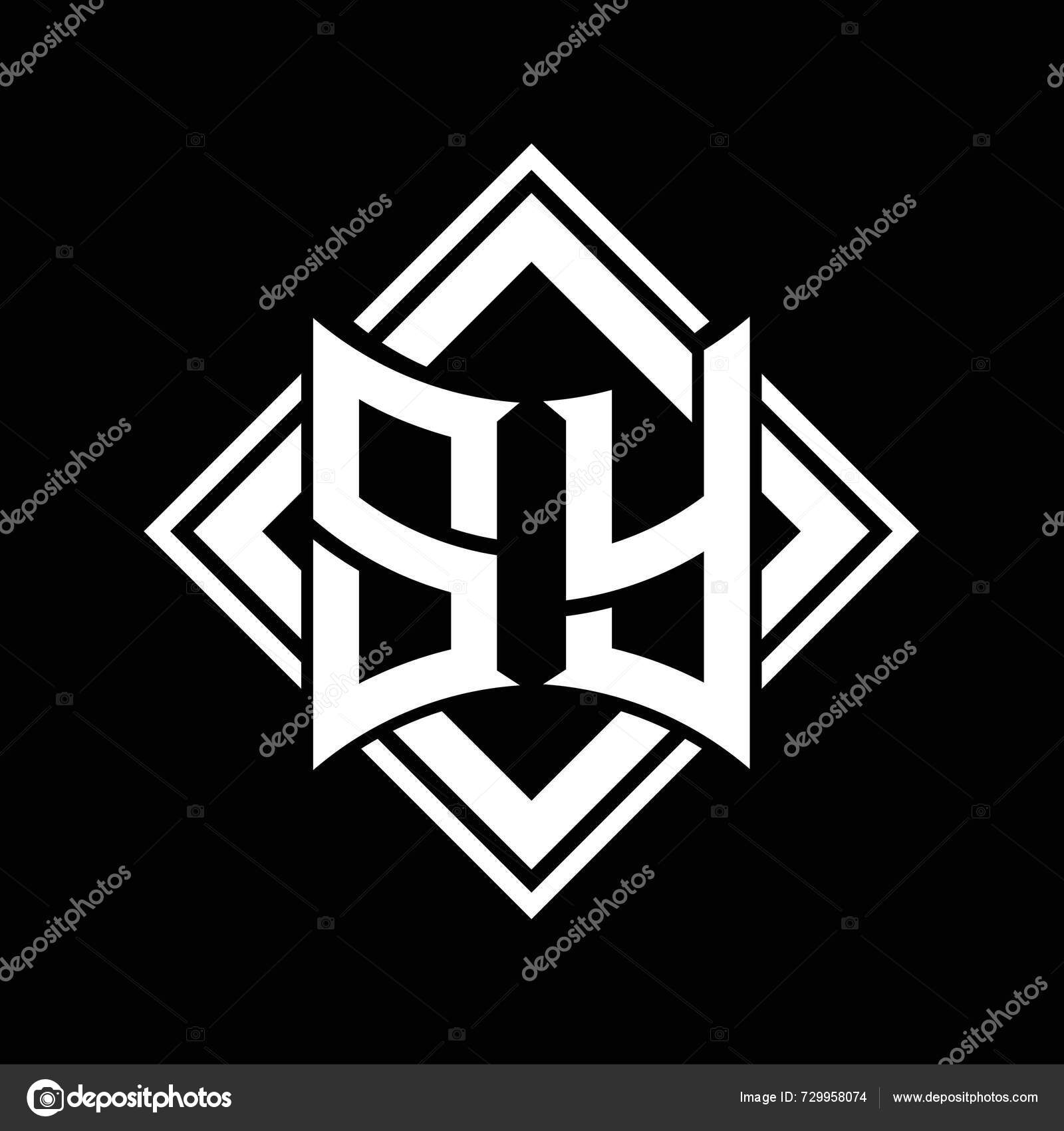 Letter Logo Abstract Shield Shape Square White Outline Black Background — Stock Photo ...