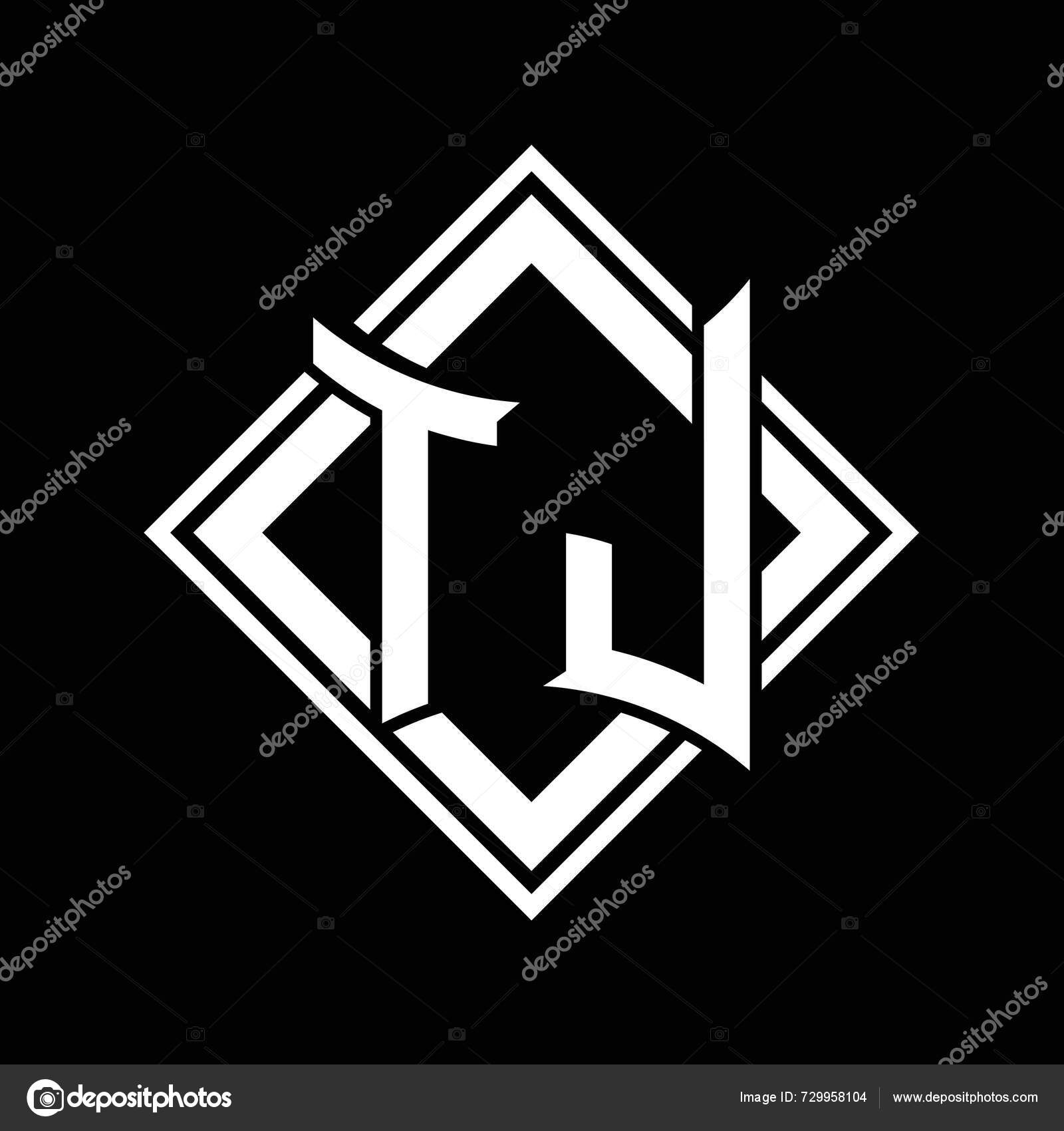 Letter Logo Abstract Shield Shape Square White Outline Black Background — Stock Photo ...