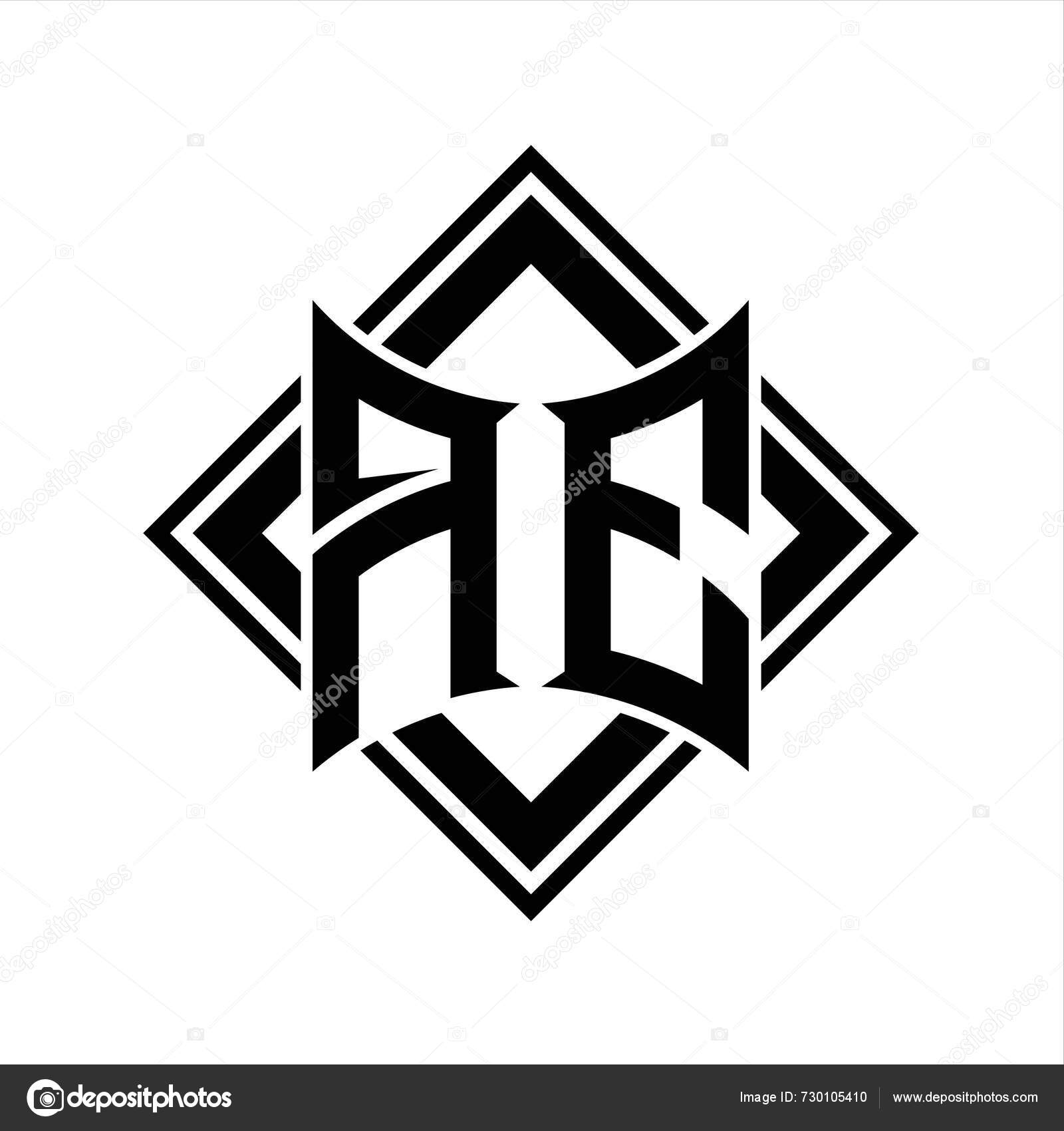 Letter Logo Abstract Shield Shape Square Black Outline White Background ...