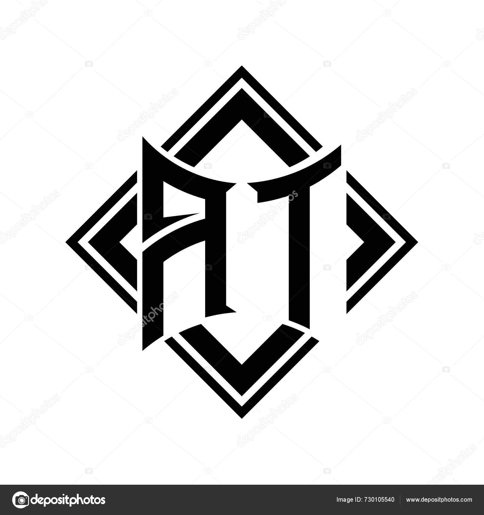 Letter Logo Abstract Shield Shape Square Black Outline White Background ...