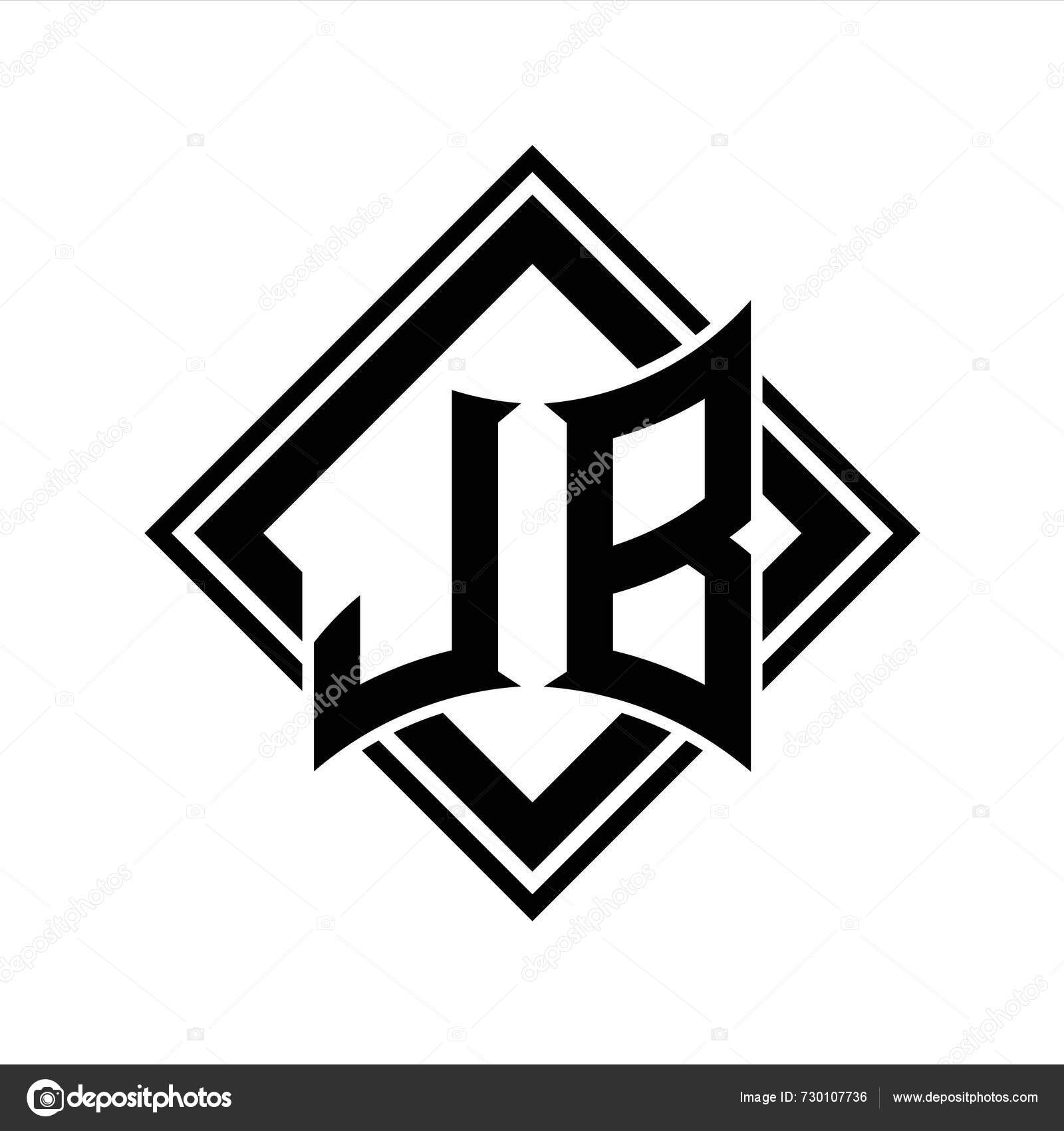 Letter Logo Abstract Shield Shape Square Black Outline White Background ...