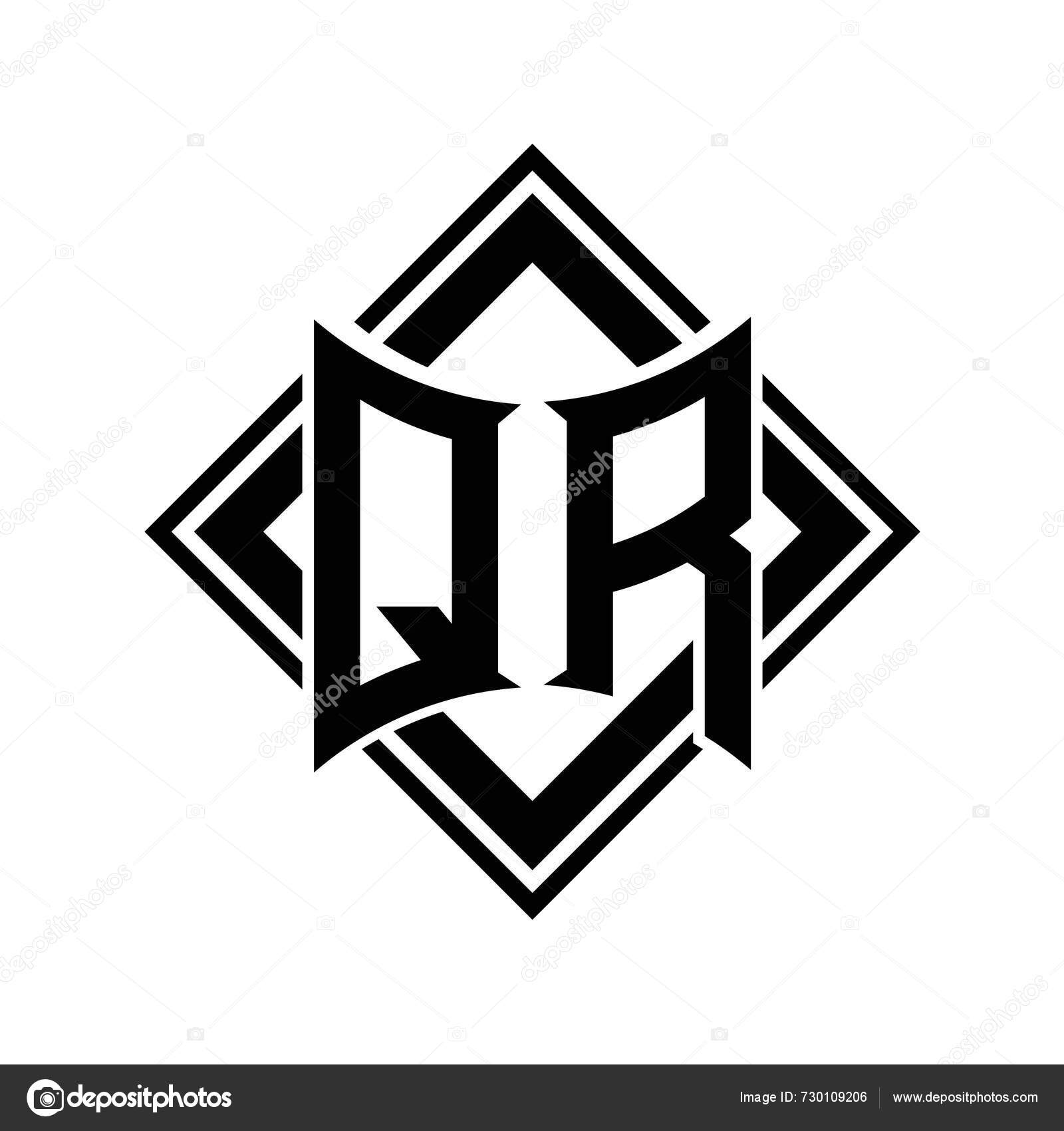 Letter Logo Abstract Shield Shape Square Black Outline White Background ...