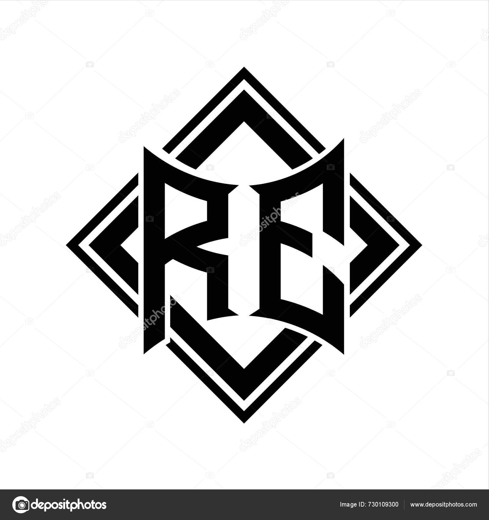 Letter Logo Abstract Shield Shape Square Black Outline White Background ...