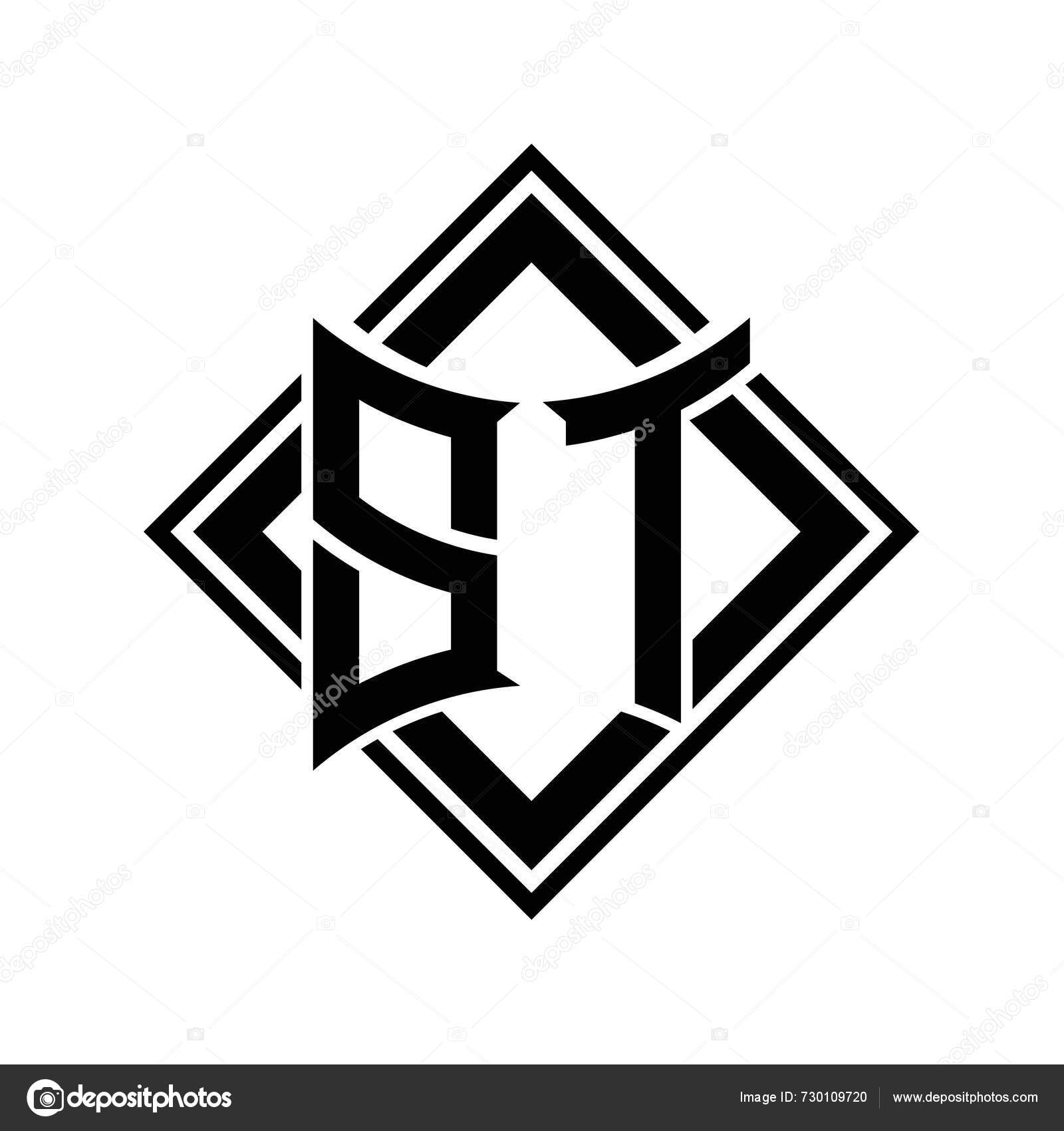 Letter Logo Abstract Shield Shape Square Black Outline White Background ...