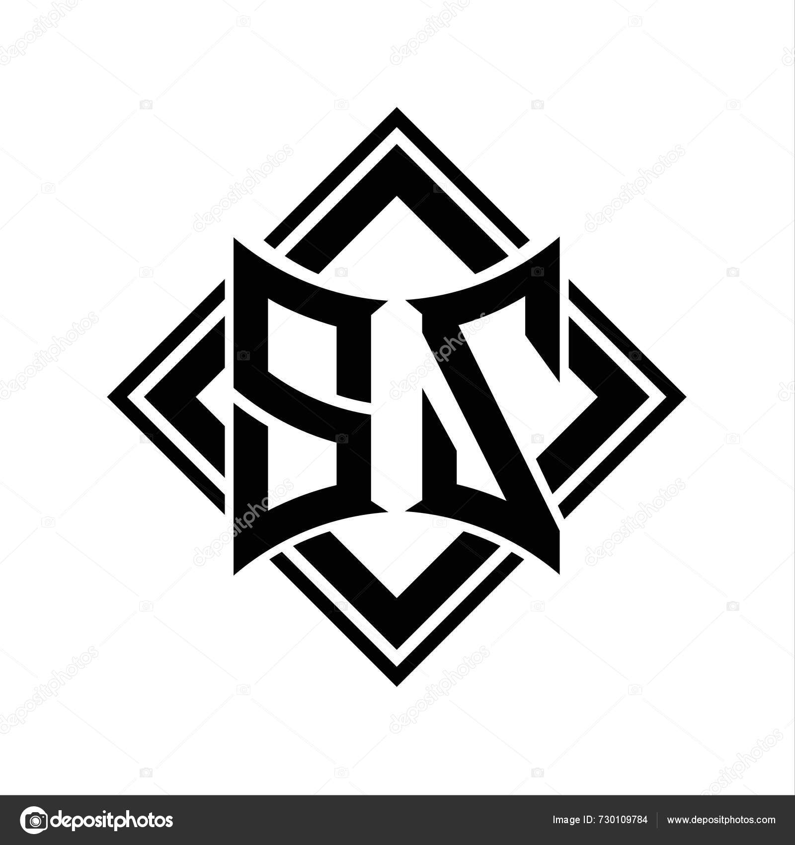 Letter Logo Abstract Shield Shape Square Black Outline White Background — Stock Photo ...