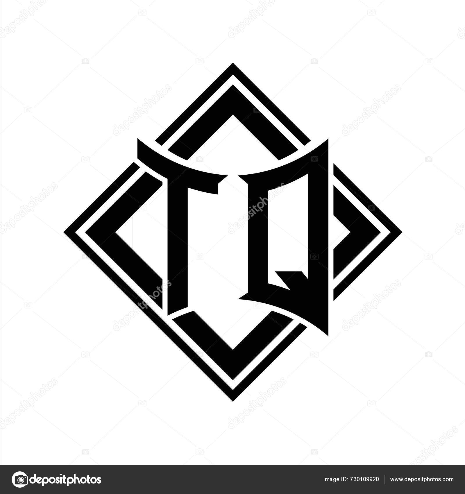 Letter Logo Abstract Shield Shape Square Black Outline White Background ...