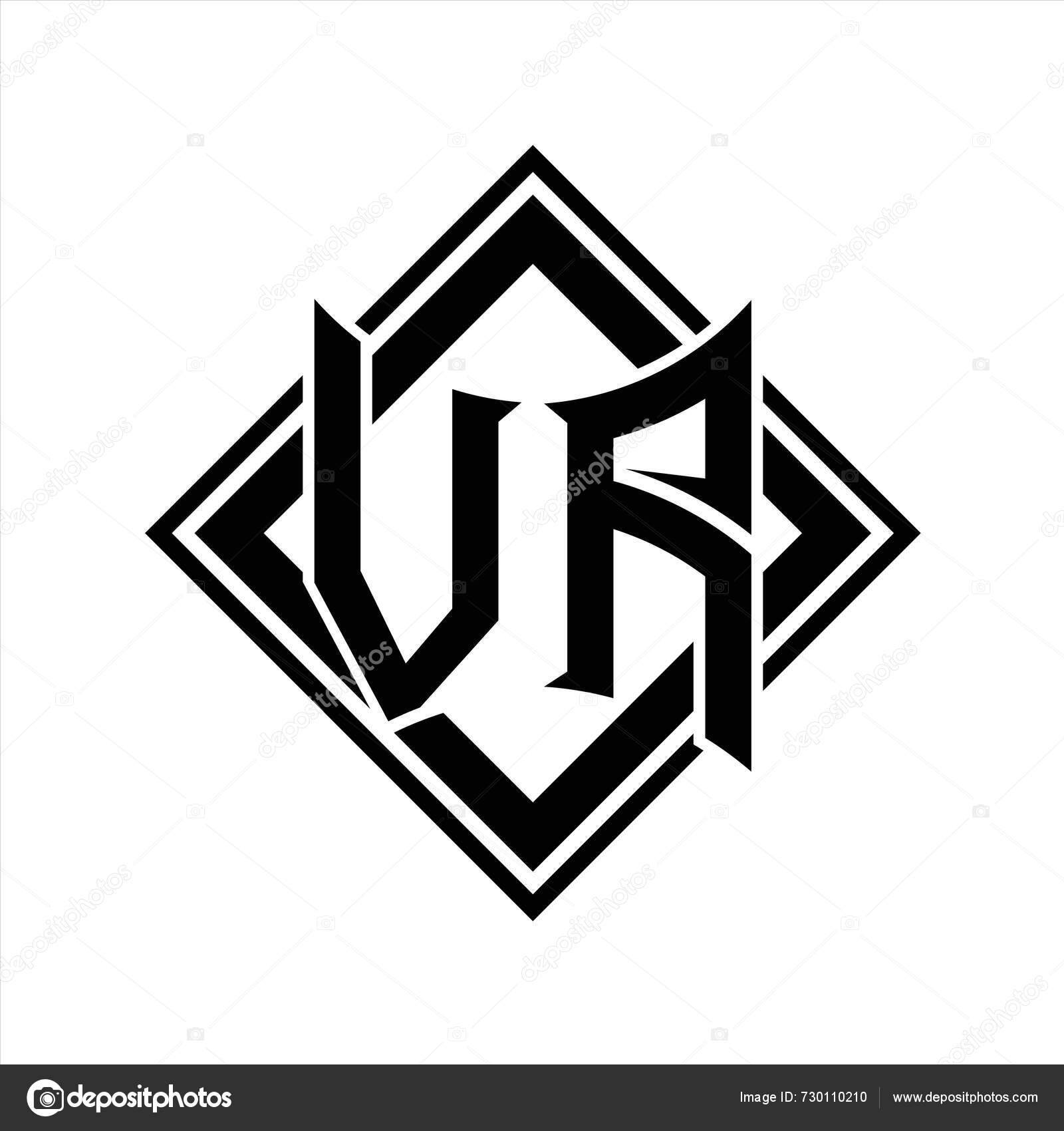 Letter Logo Abstract Shield Shape Square Black Outline White Background ...