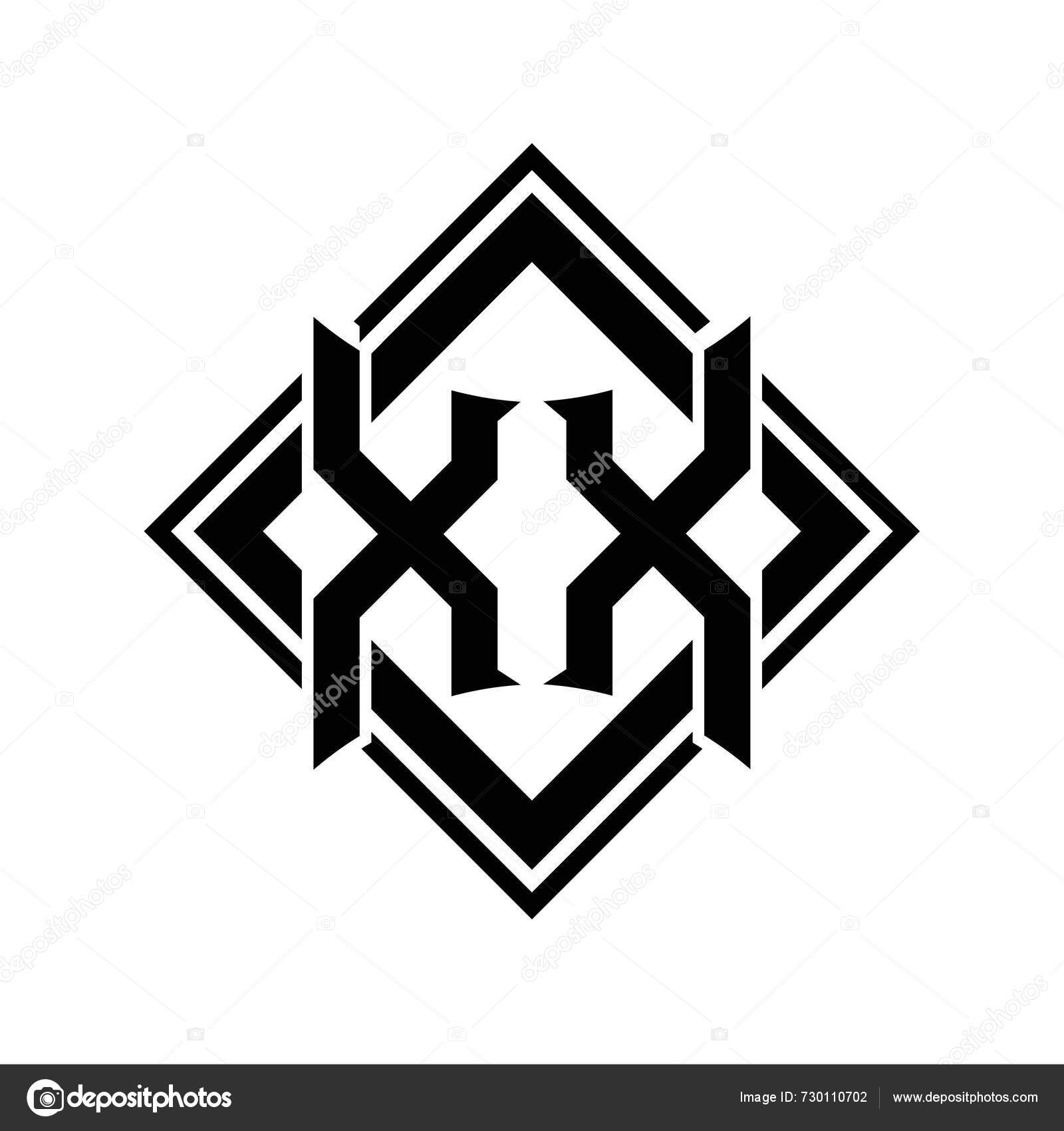 Letter Logo Abstract Shield Shape Square Black Outline White Background ...