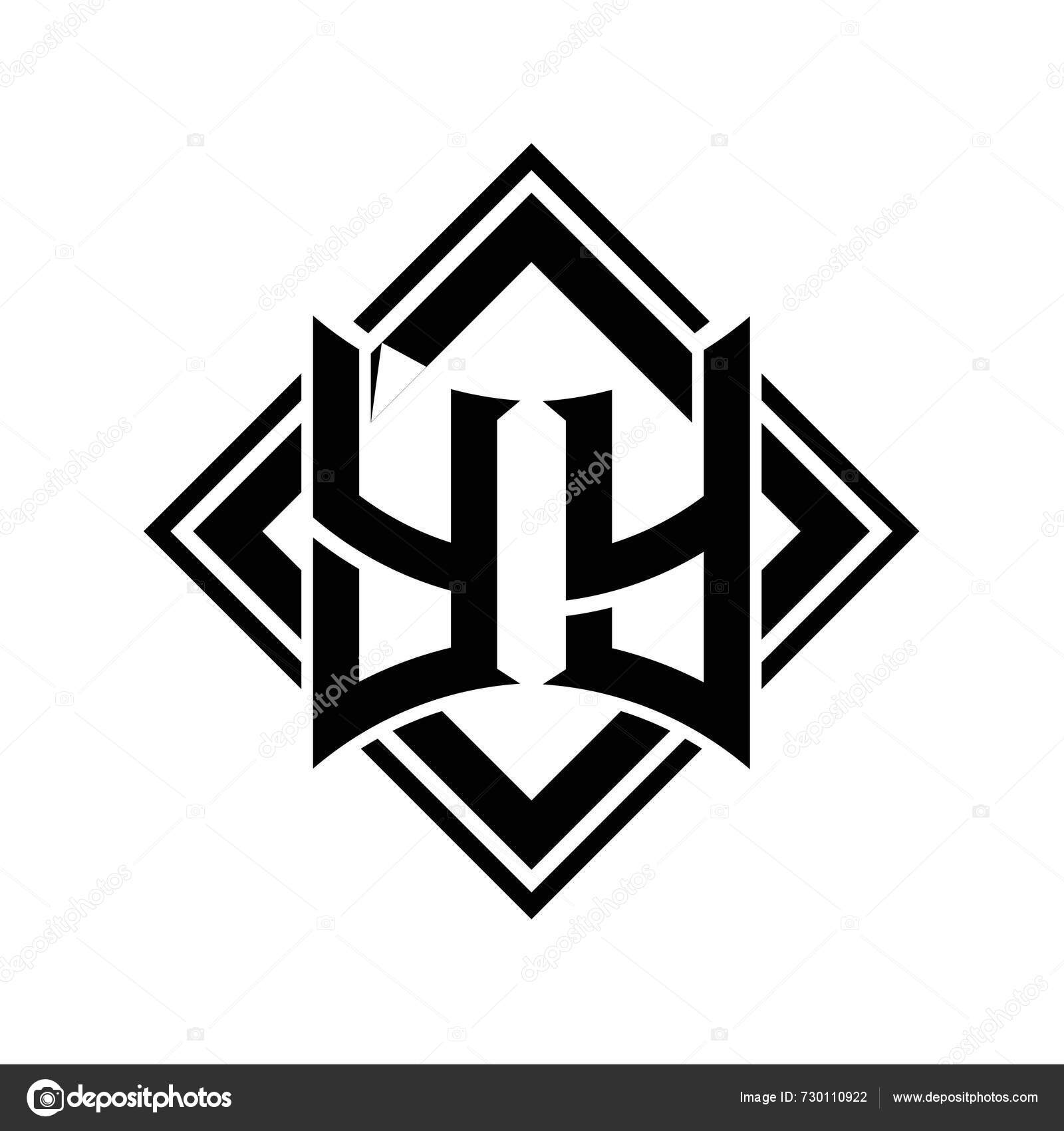 Letter Logo Abstract Shield Shape Square Black Outline White Background ...