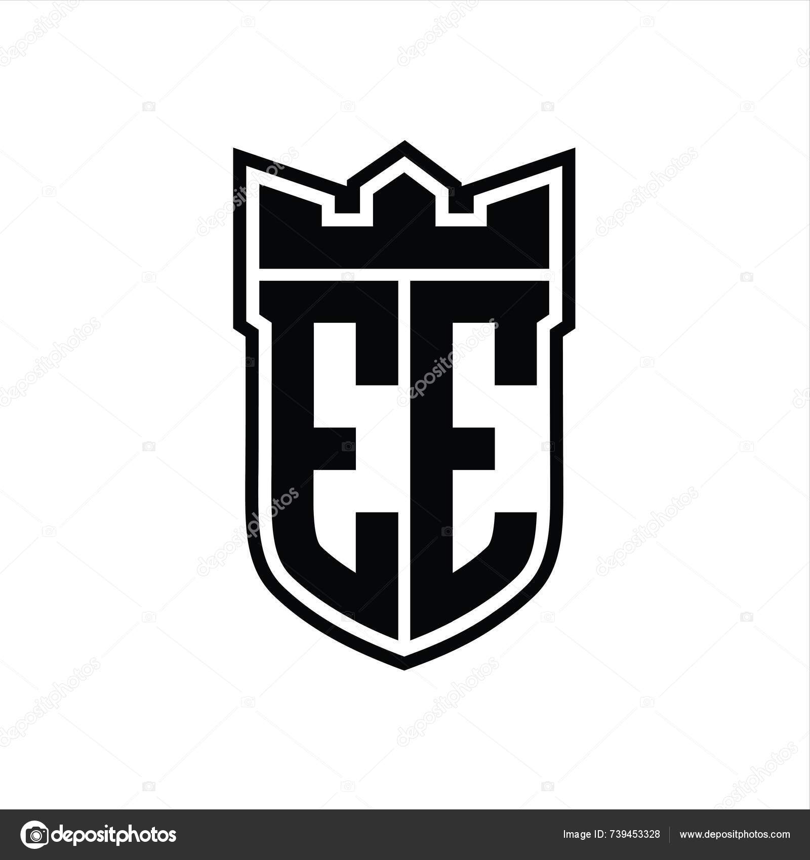 Letter Logo Shield Shape Geometric Crown Black Outline White Background ...