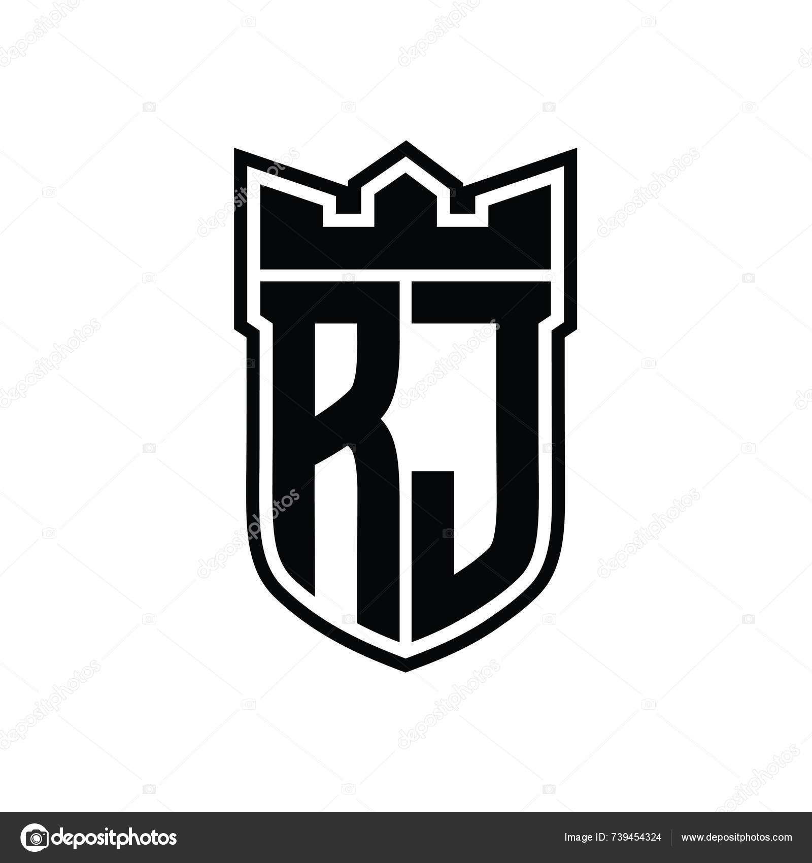 Letter Logo Shield Shape Geometric Crown Black Outline White Background ...