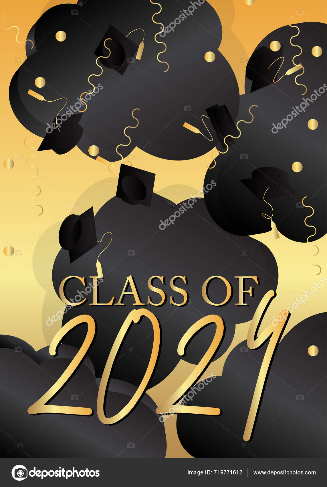 Kelas Hitam Dan Emas Dari 2024 Templat Desain Wisuda Undangan Vektor ...