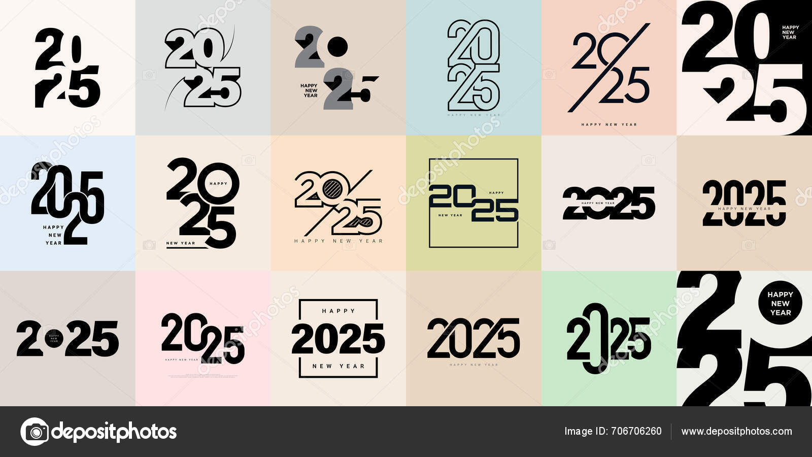 Big Set 2025 Number Design Template Stock Vector by ©Fadliinkgost 706706260