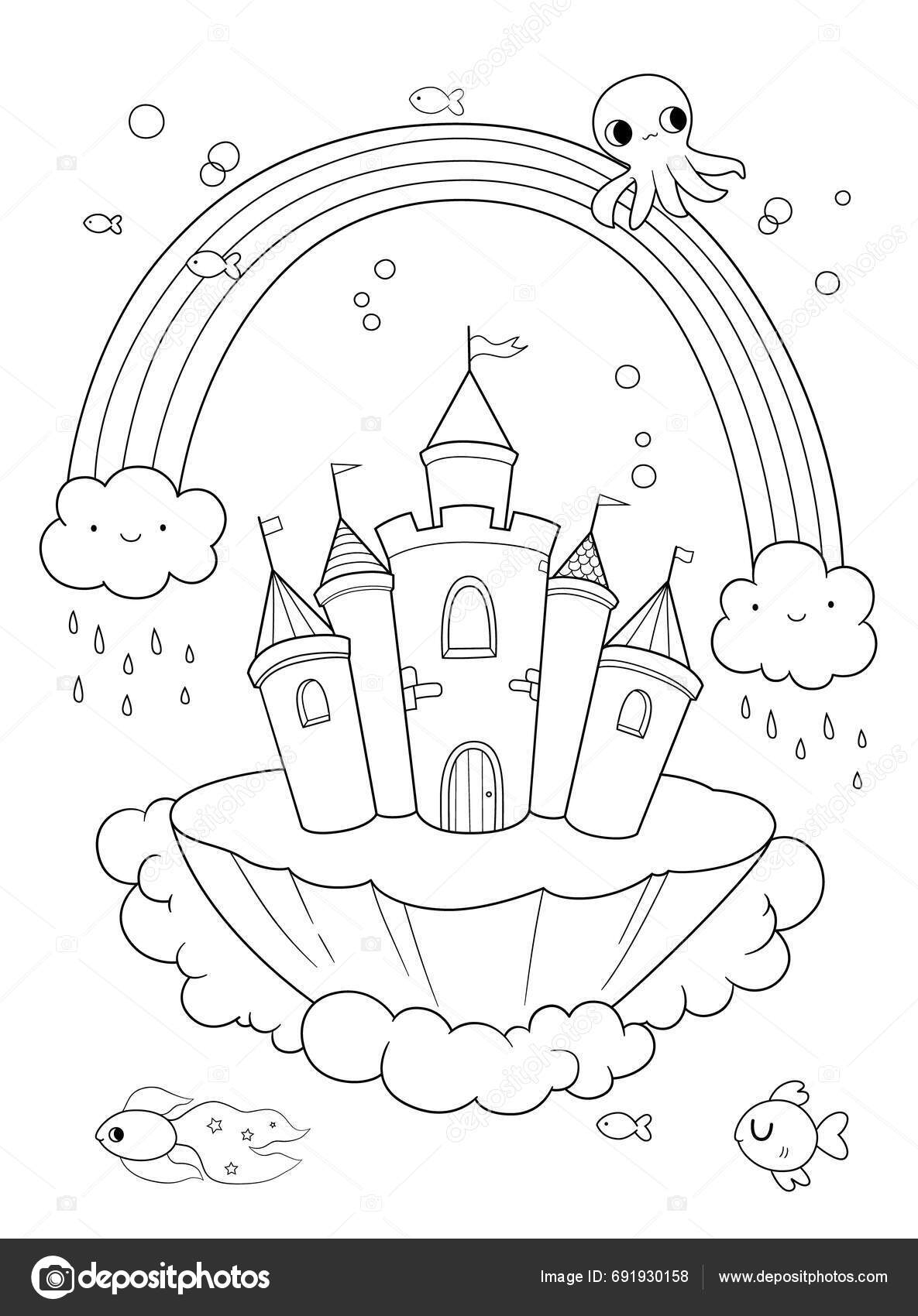 Little Mermaid Castle Coloring Page Coloring Pages
