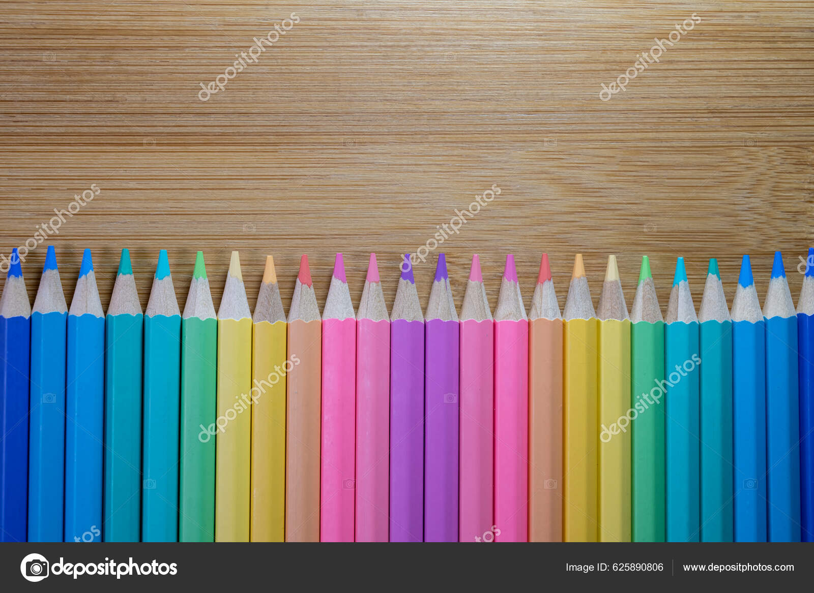 Group Color Pencild Laying Row Striaght Line Made Pencil Tips — Stock ...