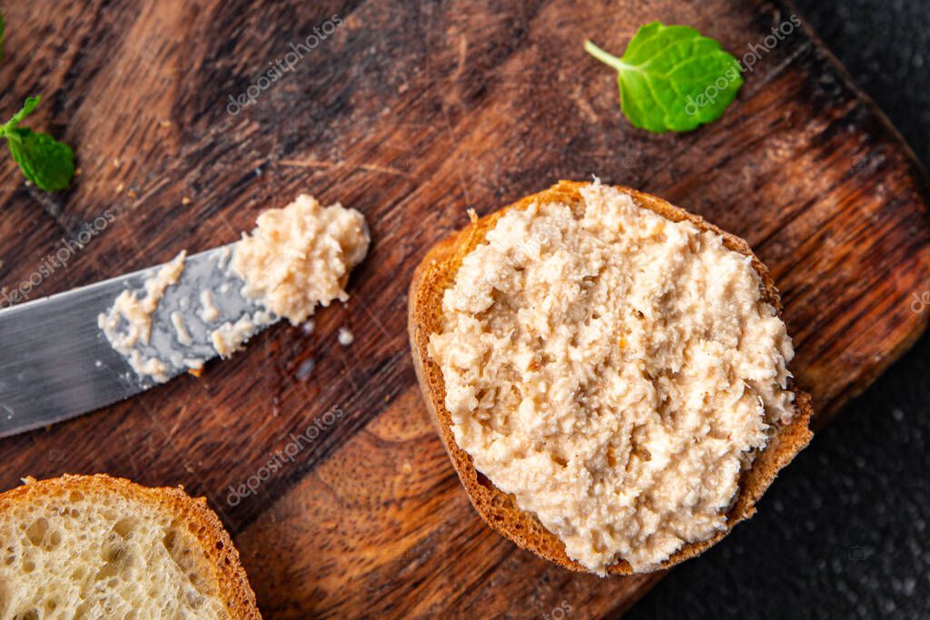 rillettes pescado salmón sándwich smorrebrod mariscos aperitivo comida ...