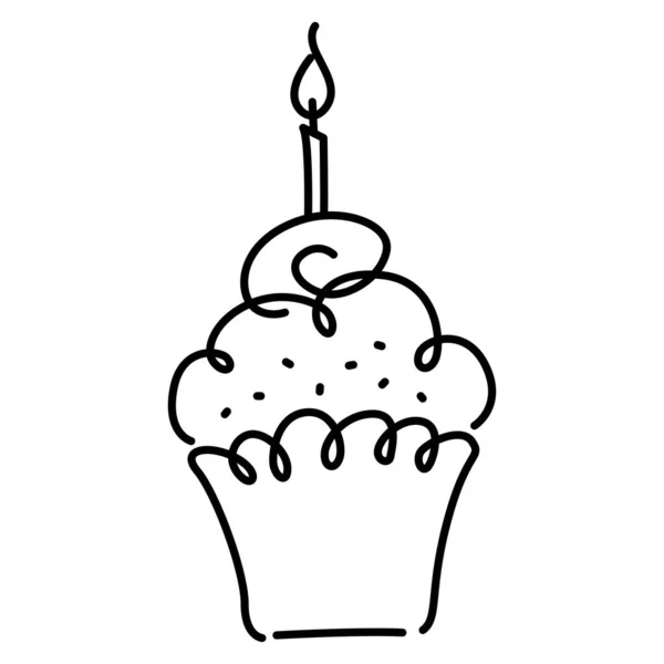 Birthday Cupcake Black And White Clipart