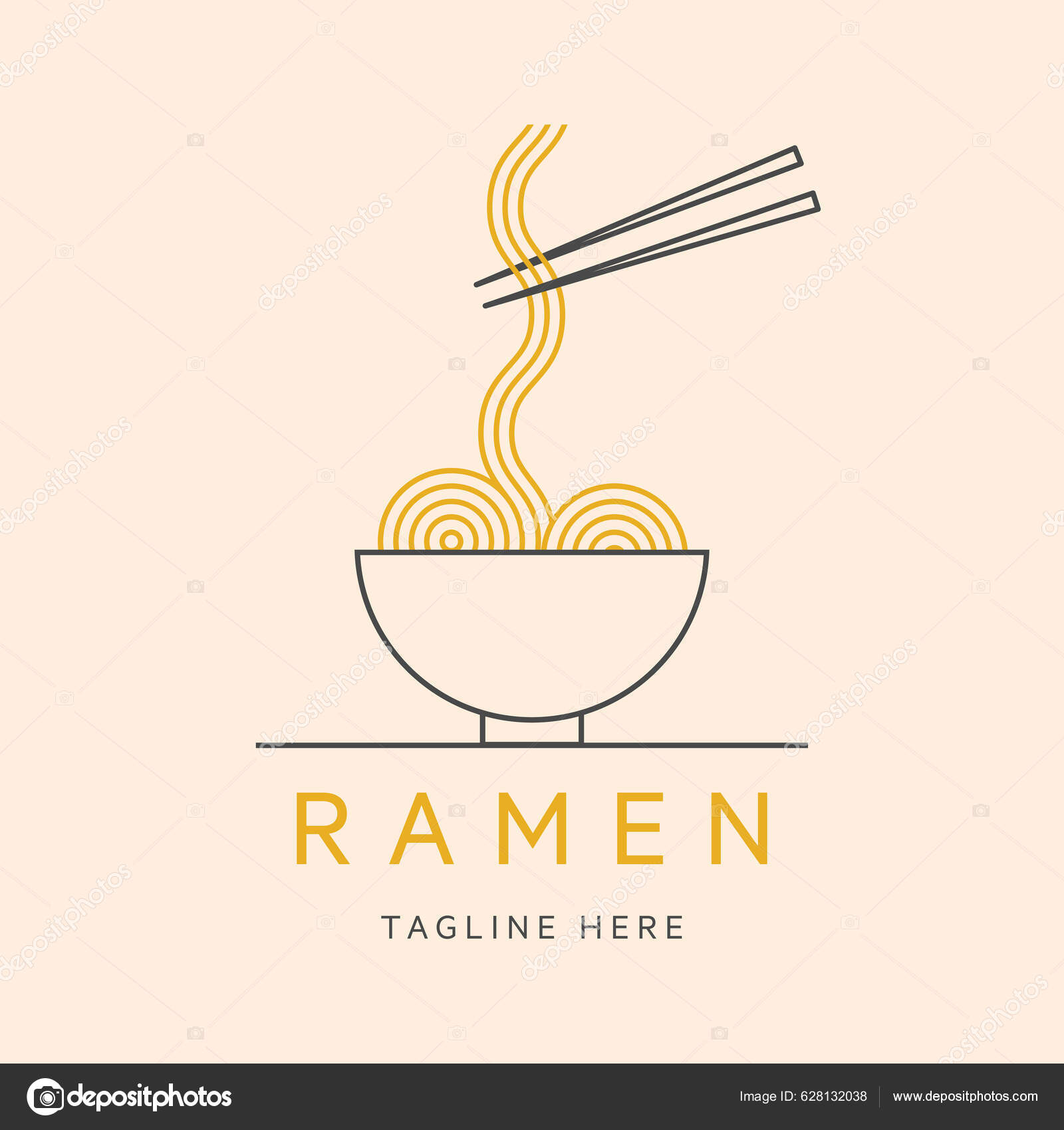 Classic Ramen Line Art Logo Vector Symbol Illustration Noodle Soup ...