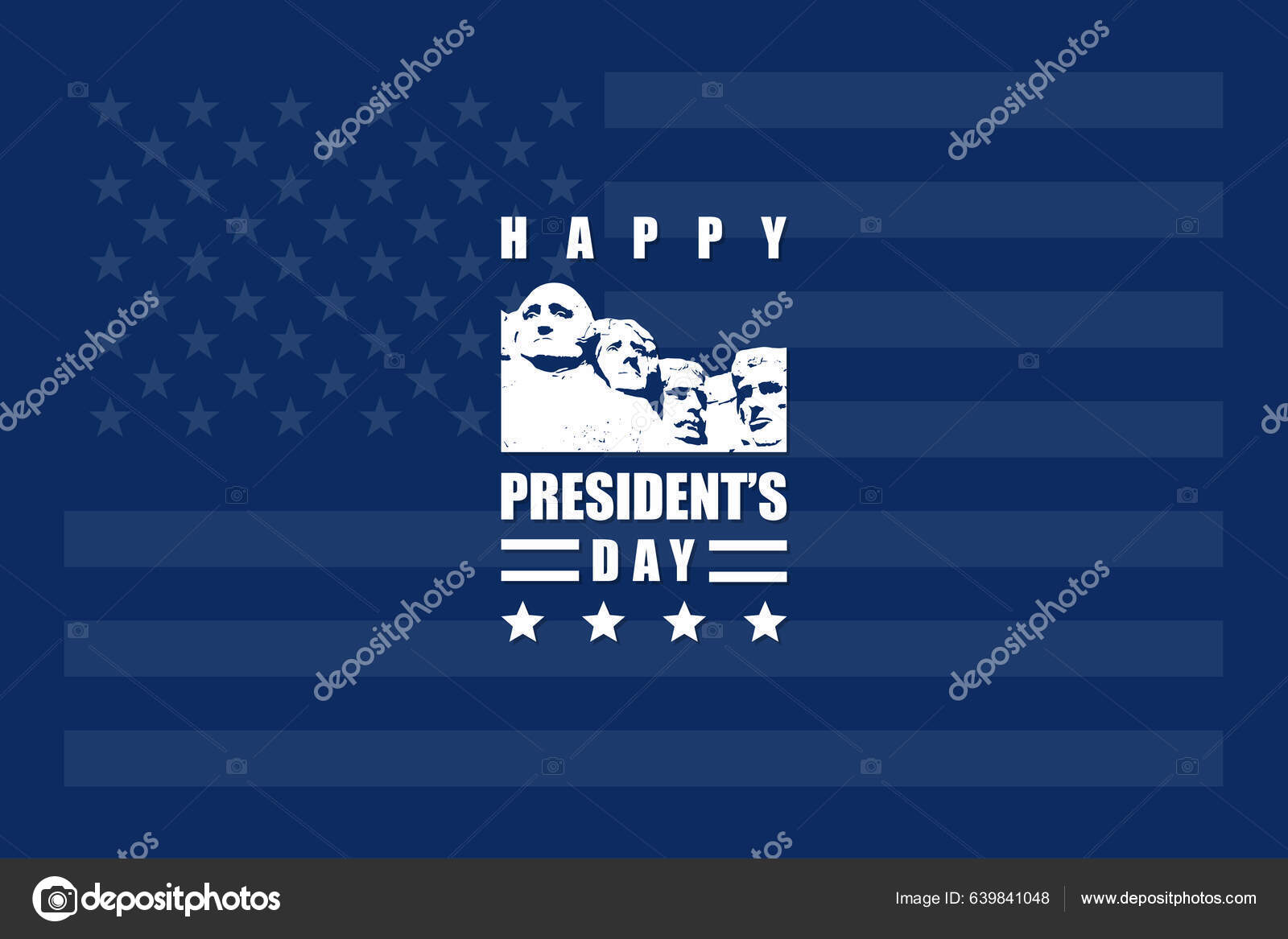 President's Day Banner Blue Background Vector Lettering Happy President ...
