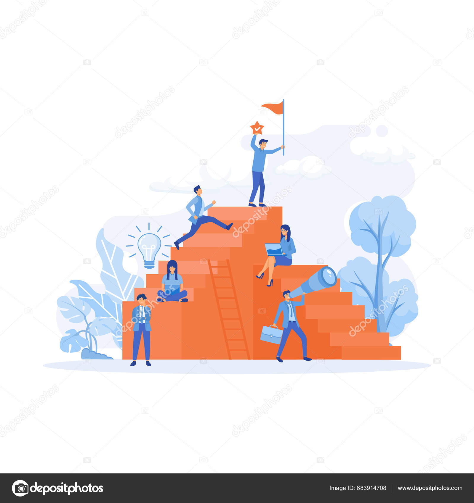 Self Growth Personal Development Concept Ambition Ladders Potential ...