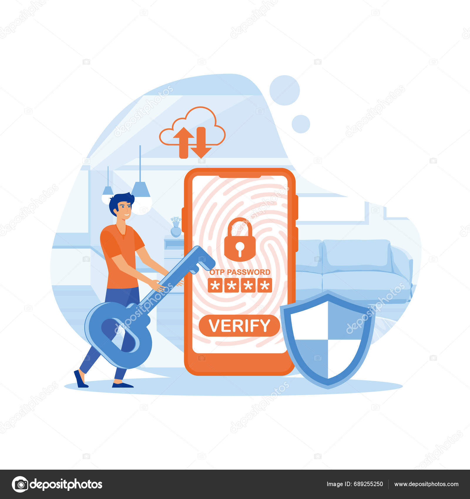 Otp Authentication Secure Verification One Time Password Secure Transaction Digital Stock Vector 9204