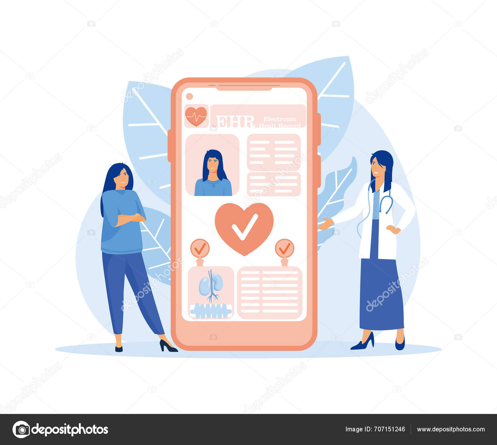 Electronic Health Record Ehr Digital Patient Chart Smartphone Female ...