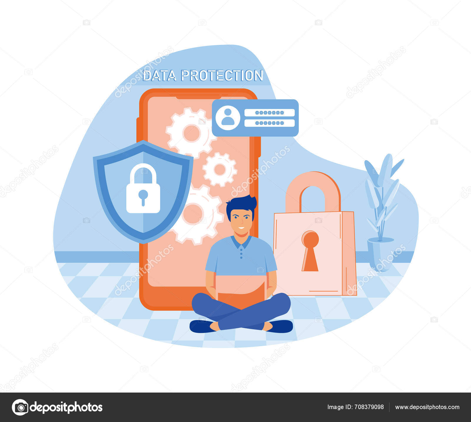 Data Protection Concept Data Security Privacy Internet Security Flat Vector Stock Vector by ...