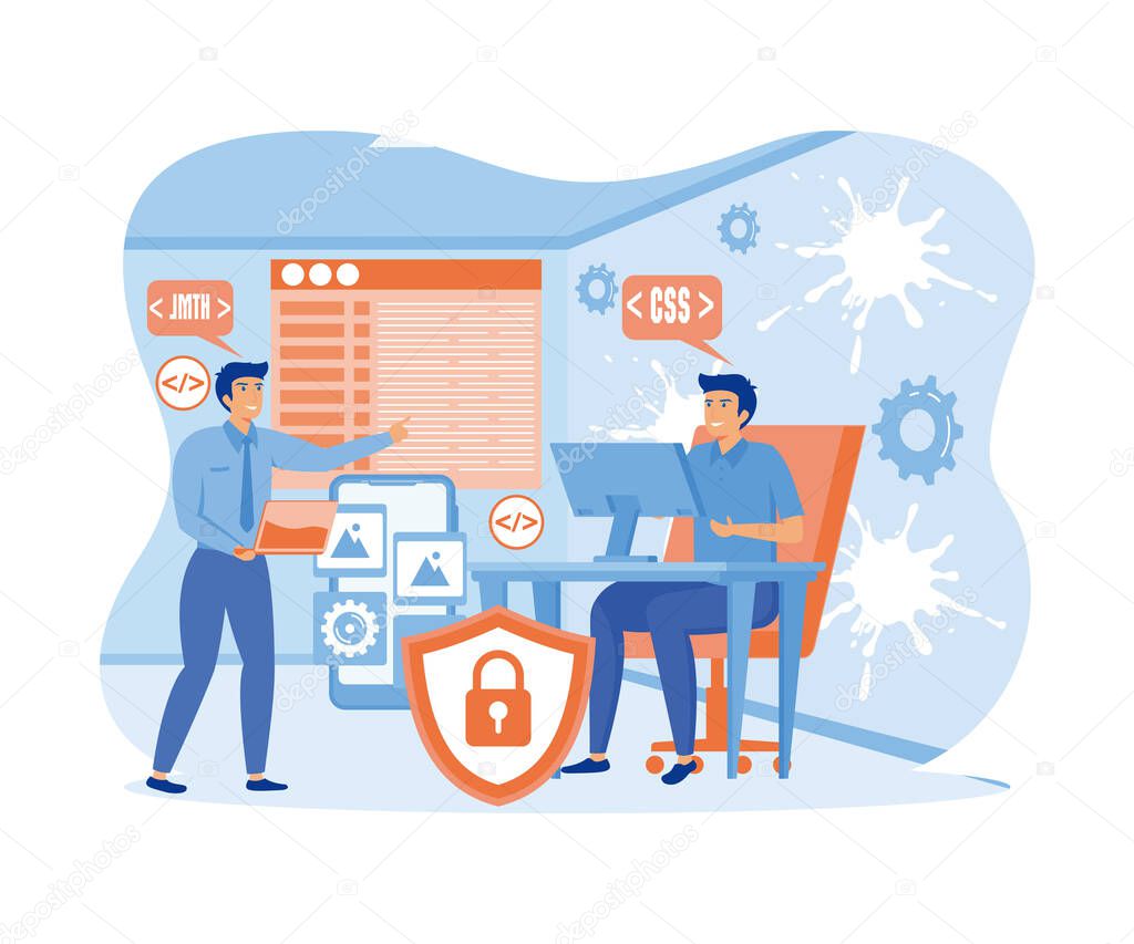 Desarrollo web. lenguajes de programación. programador desarrollando ...