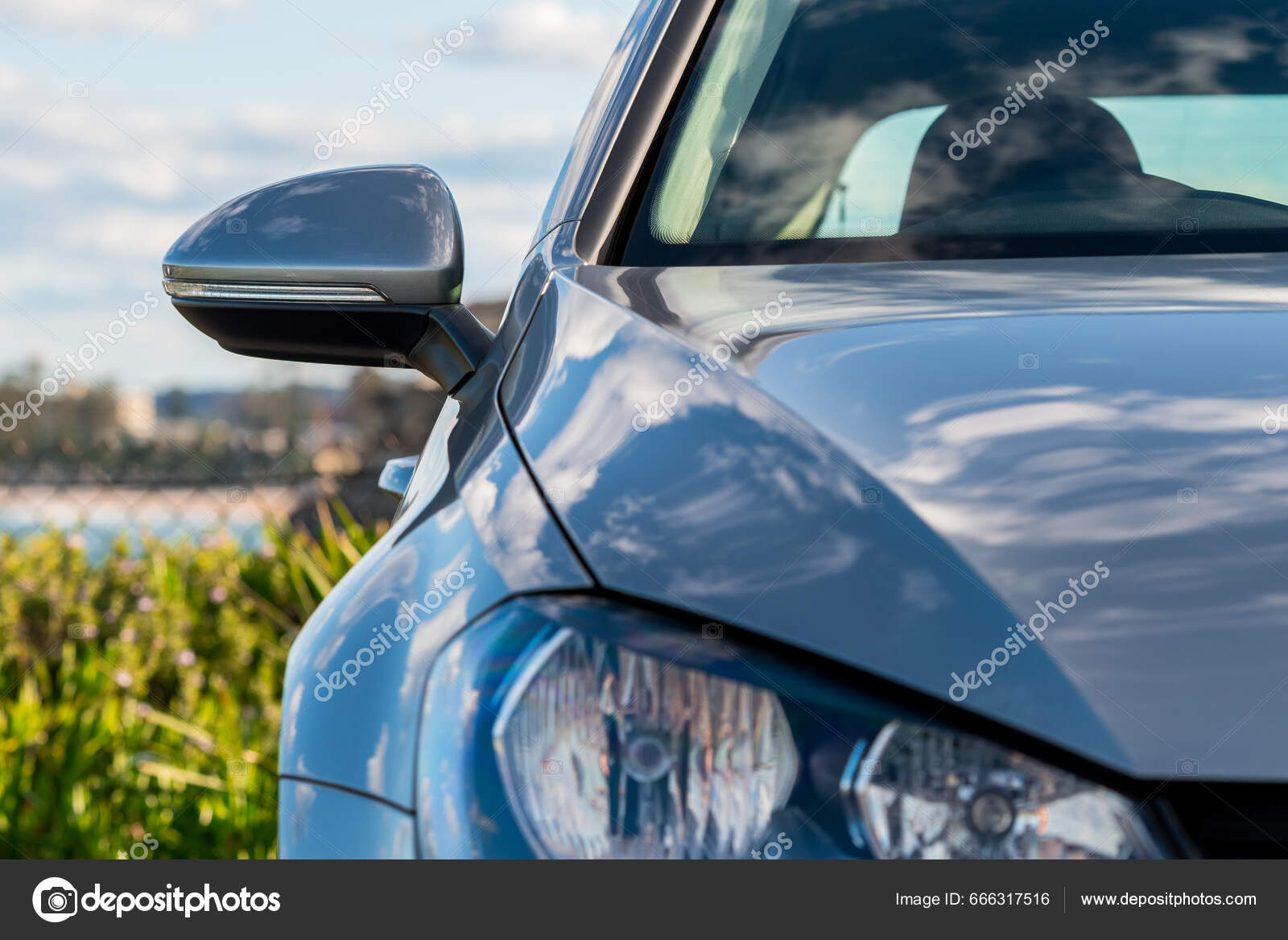 Imagen Del Espejo Retrovisor Lateral Coche Moderno Profundidad ...