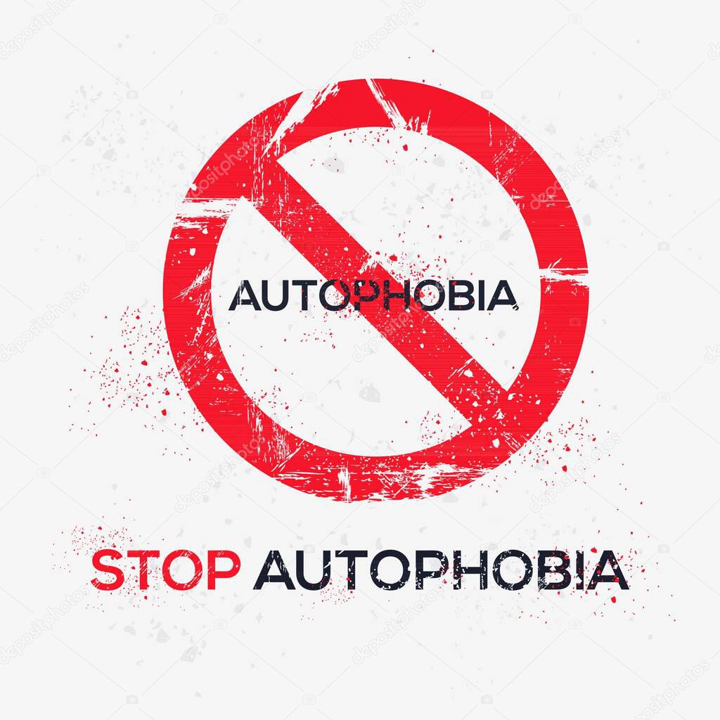 (Autofobia) Signo de advertencia, ilustración vectorial. 2024