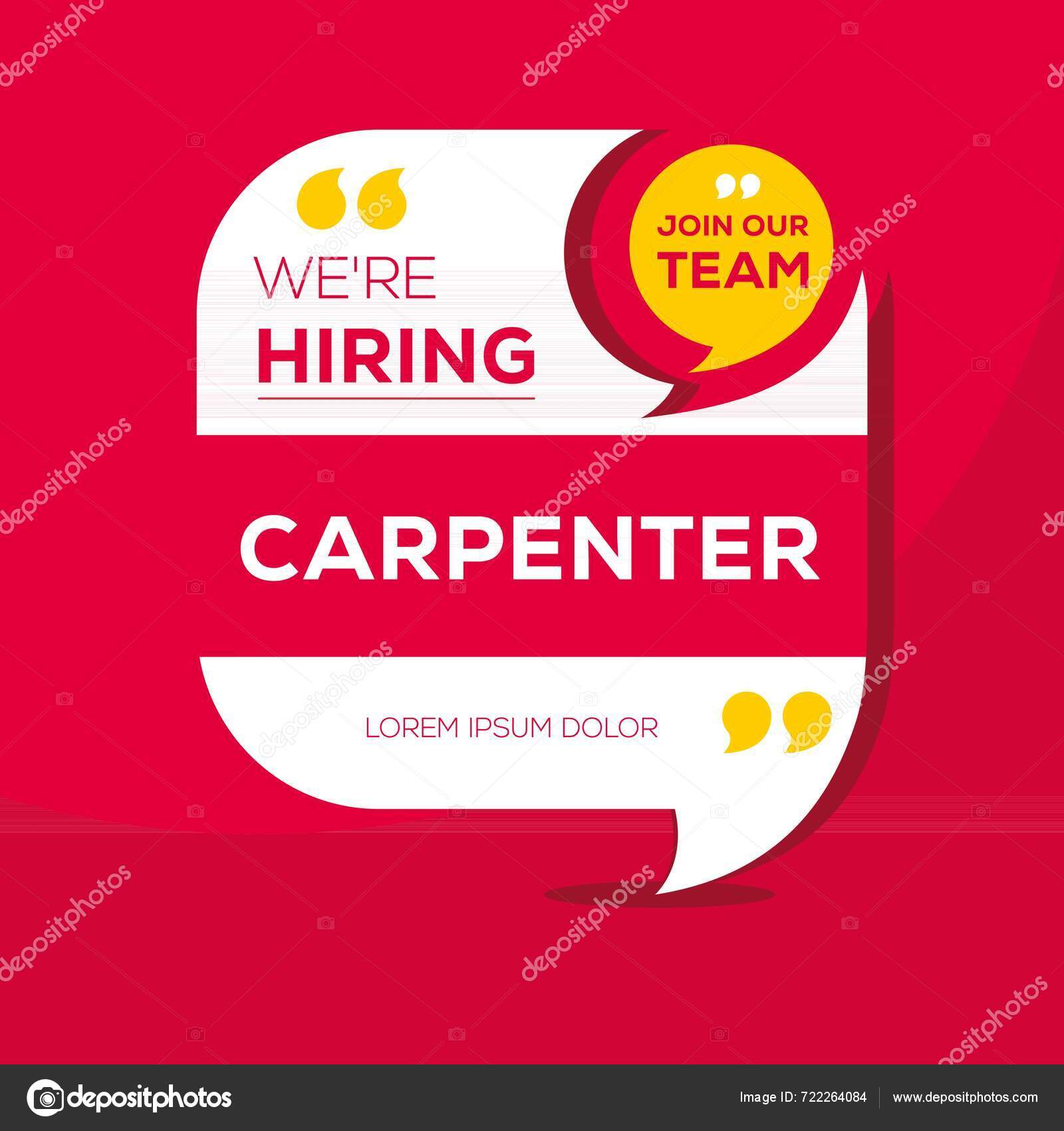 Estamos Contratando Carpintero Únete Nuestro Equipo Ilustración Vectorial Vector de stock ...