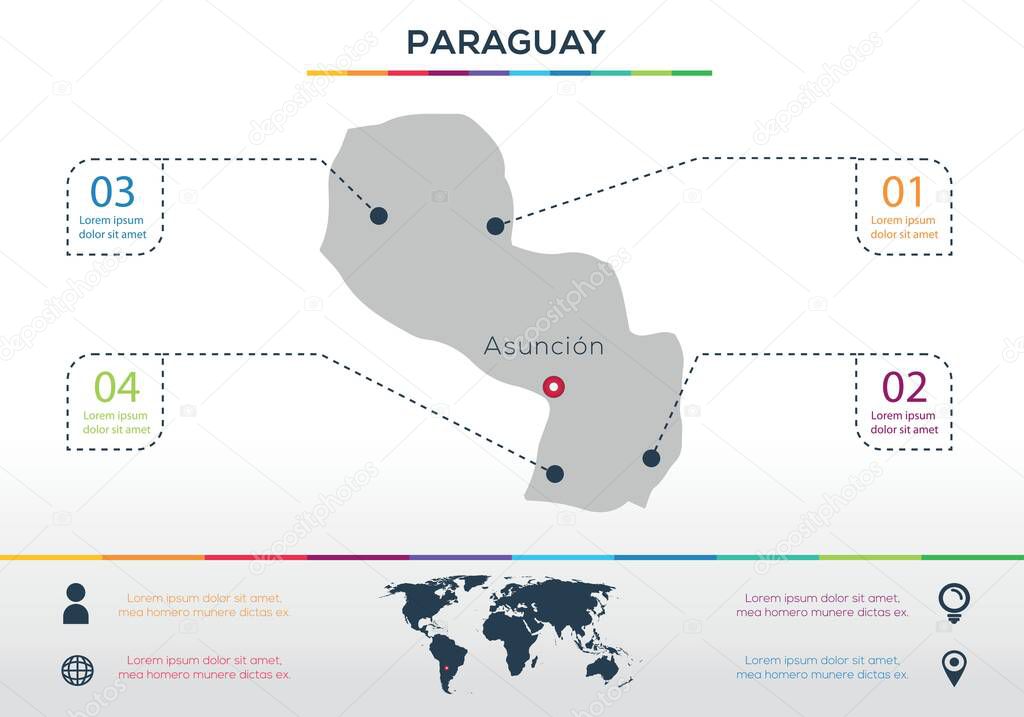 Paraguay mapa Infografía mapa diseño, Vector ilustración. 2024
