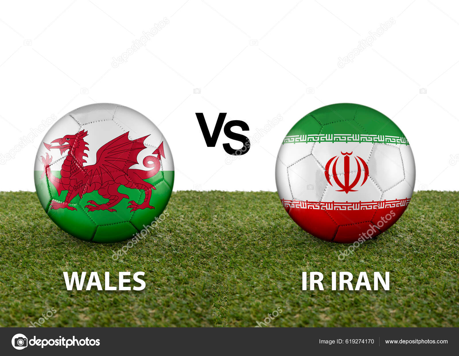Two Balls Flags Rival Countries Wales Iran Grass Qatar 2022 — Stock ...