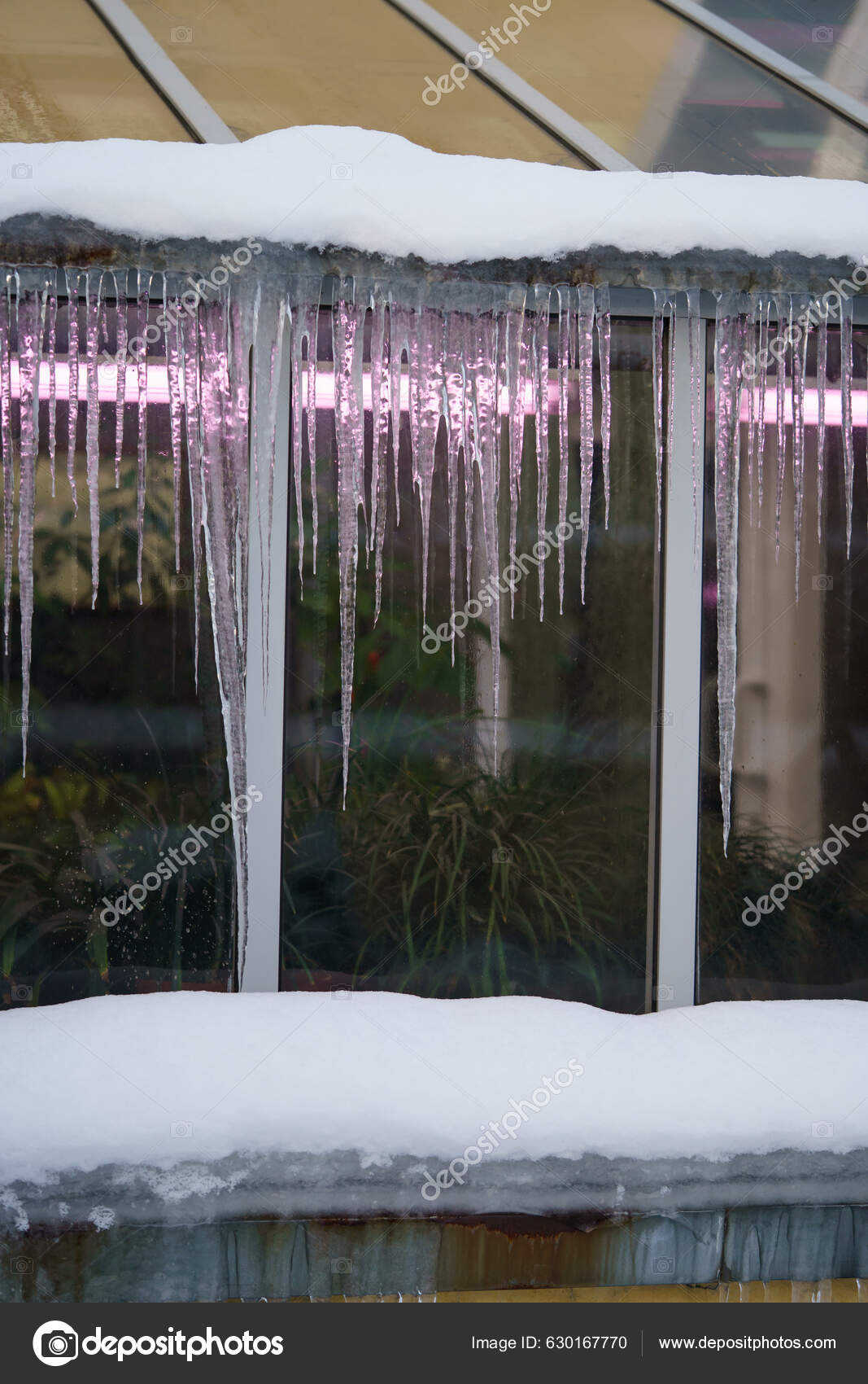 Melted Snow Old Greenhouse Roof Hanging Icicles Formed Freeze Thaw Stock Photo by ©Dimaberlin ...
