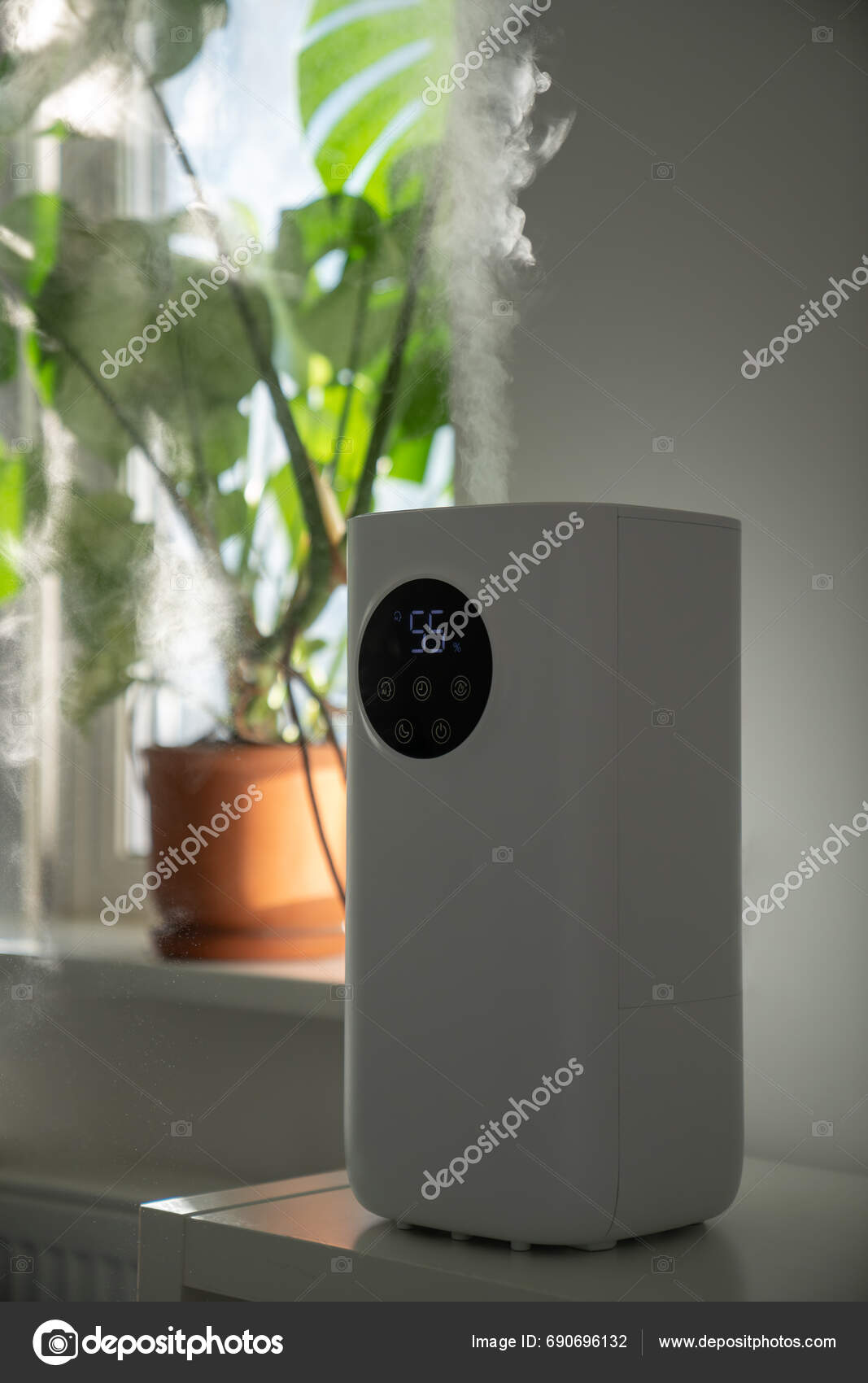 Modern Humidifier Home Moistens Dry Air Surrounded Indoor Monstera ...