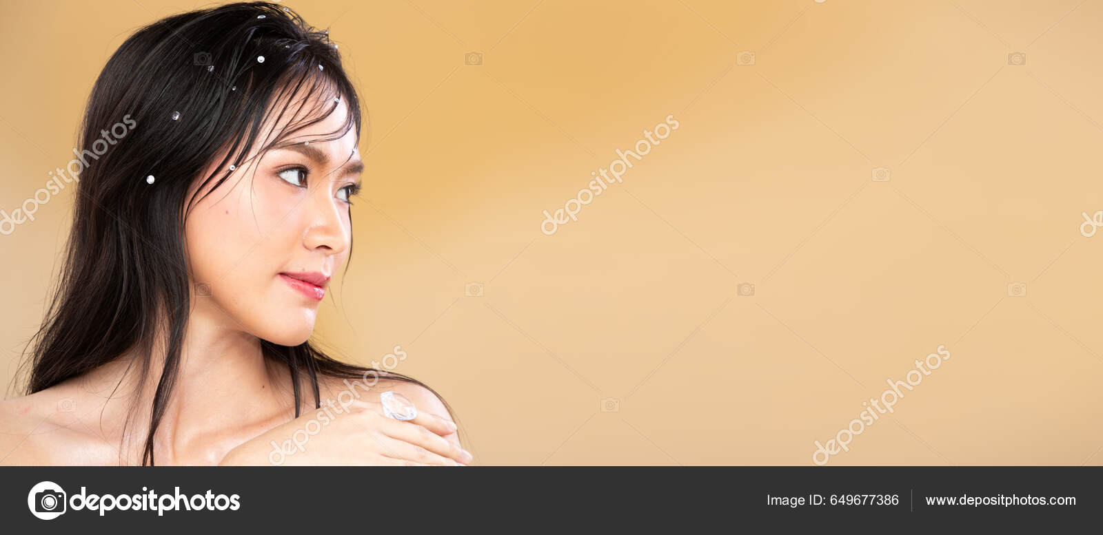 Portrait Face Shot Beautiful Young Asian Woman Fashion Cosmetic Make ...