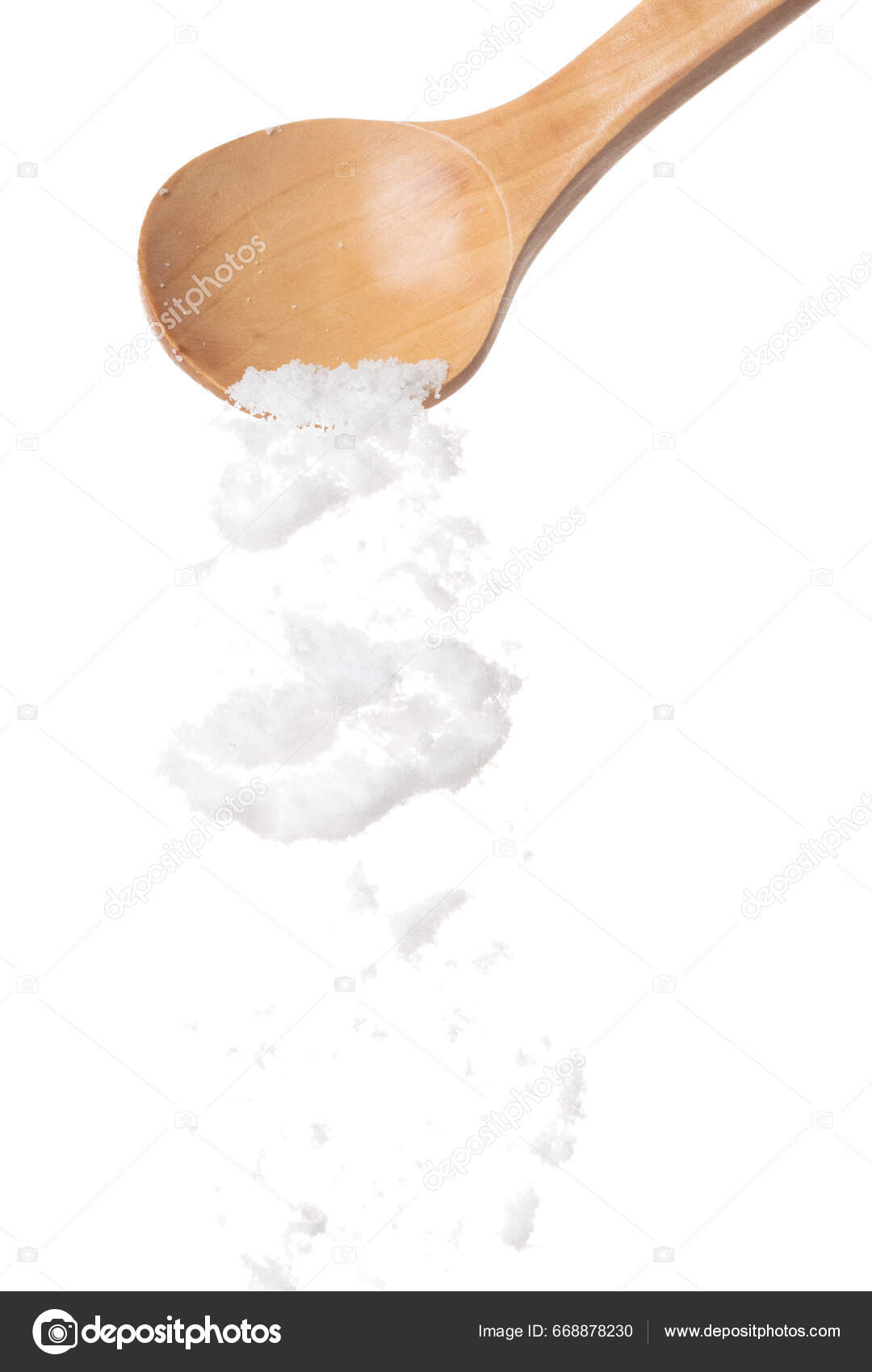 Refined Salt Fall Pouring Wooden Spoon Powder White Salts Explode ...