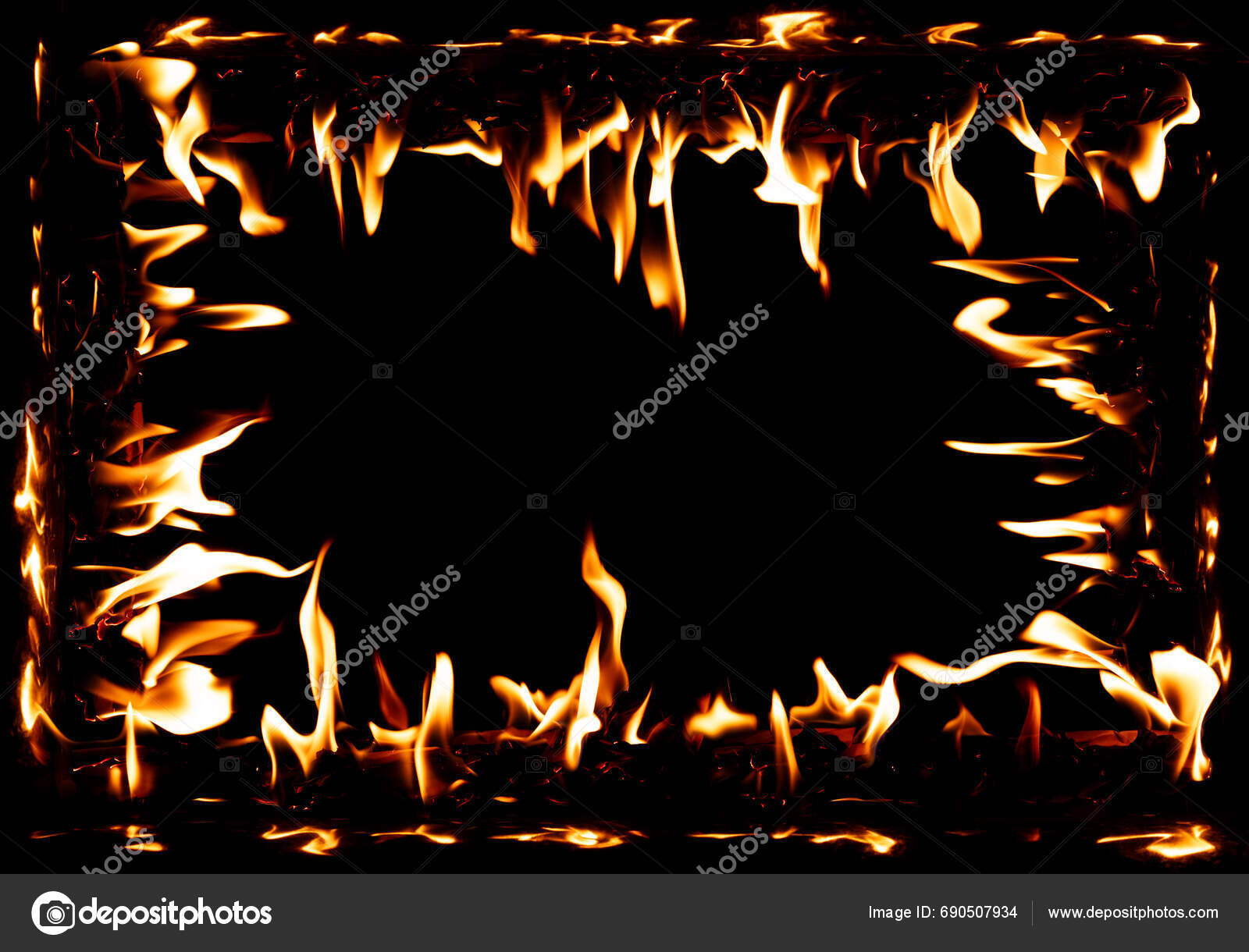 Picture Frame Border Fire Element Burn Paper Flame Firing Flaming ...
