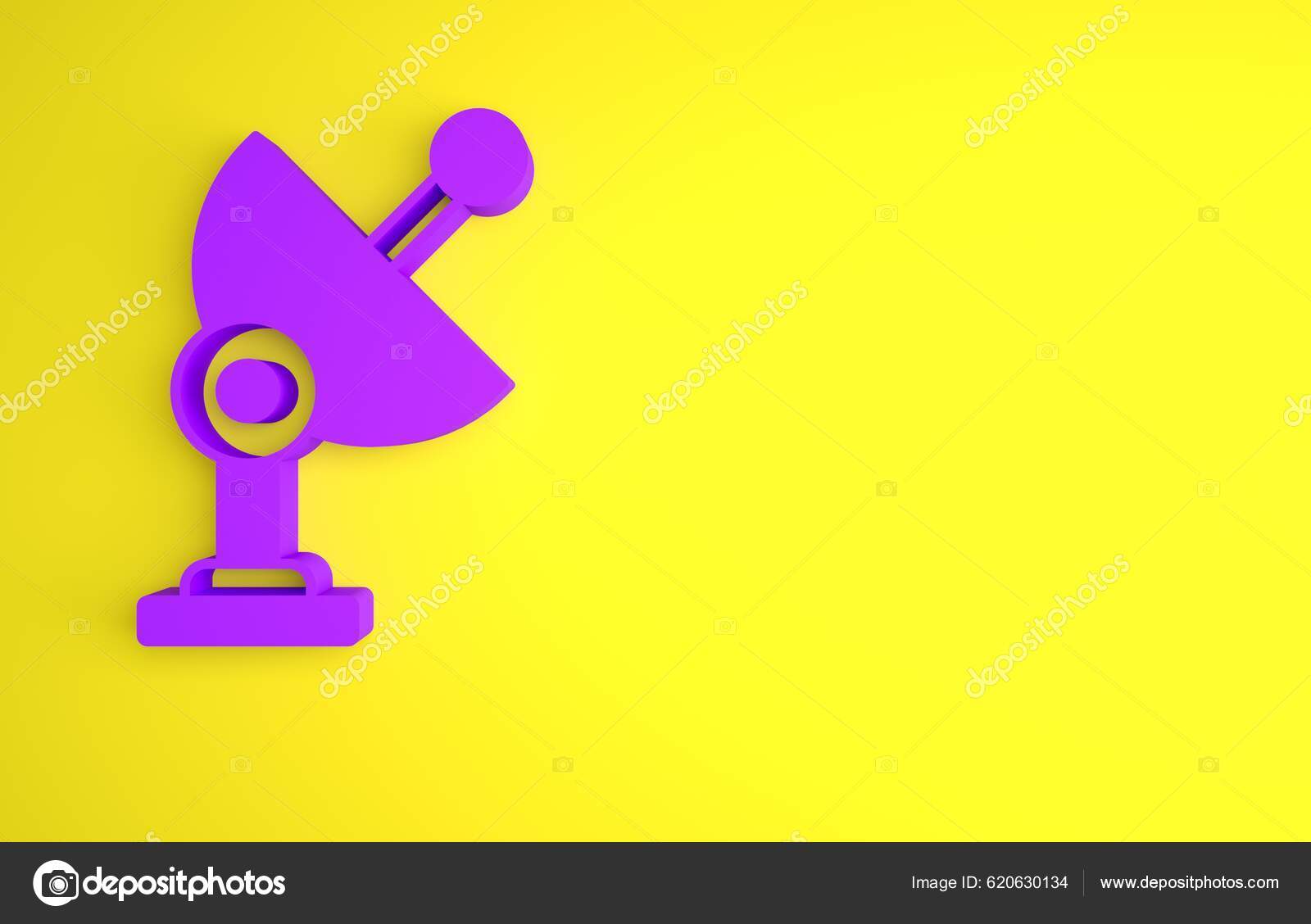 Purple Radar Icon Isolated Yellow Background Search System Satellite ...