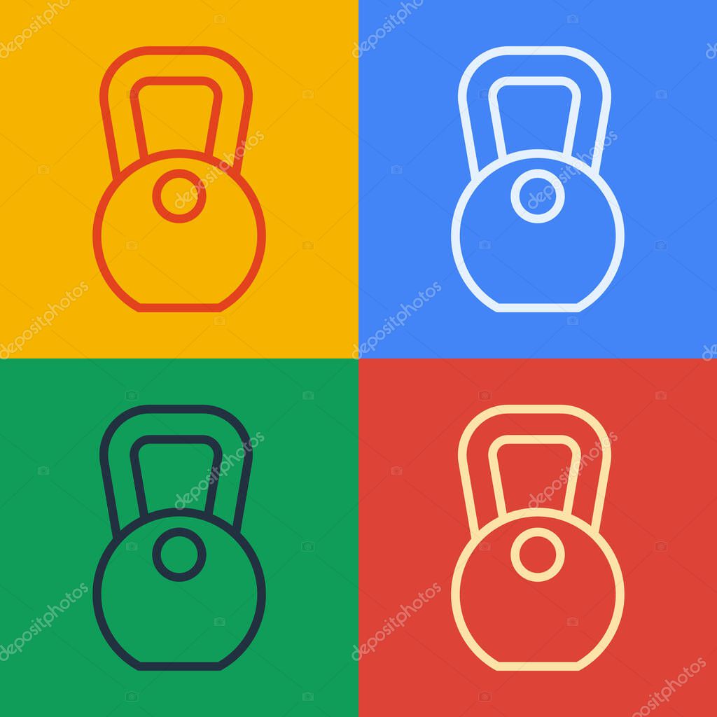 Pop art line Icono de peso aislado sobre fondo de color. Bloque de peso ...