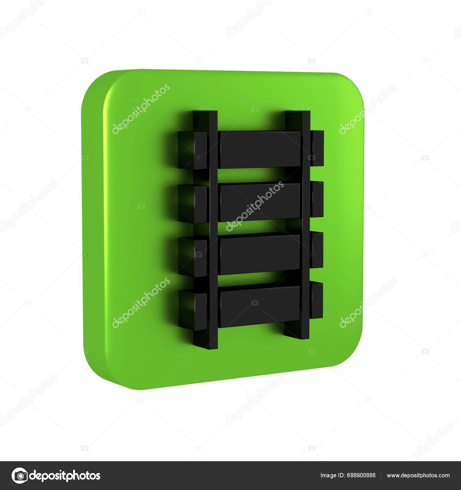 Black Railway Railroad Track Icon Isolated Transparent Background Green ...