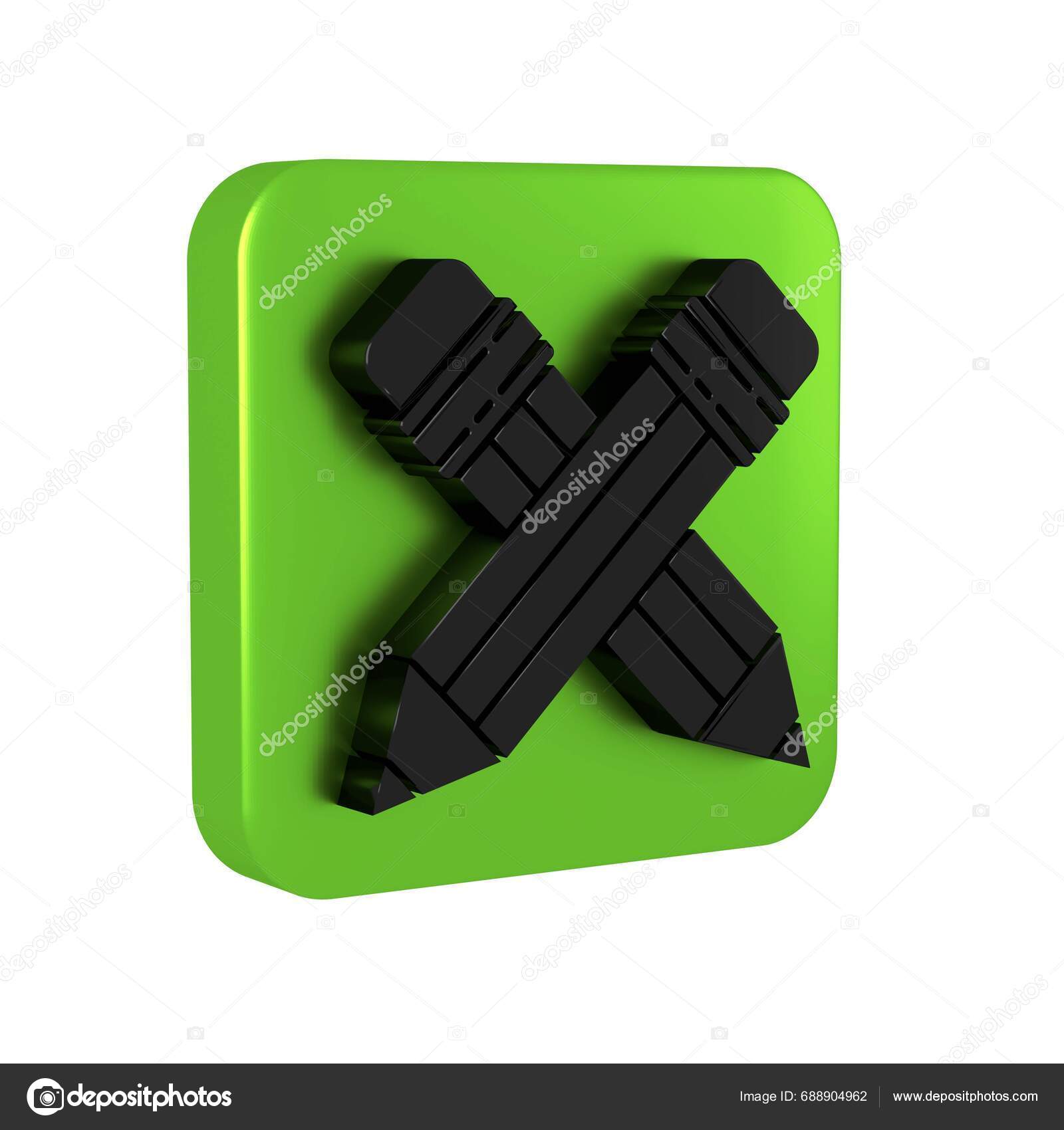 Black Crossed Pencil Eraser Icon Isolated Transparent Background ...