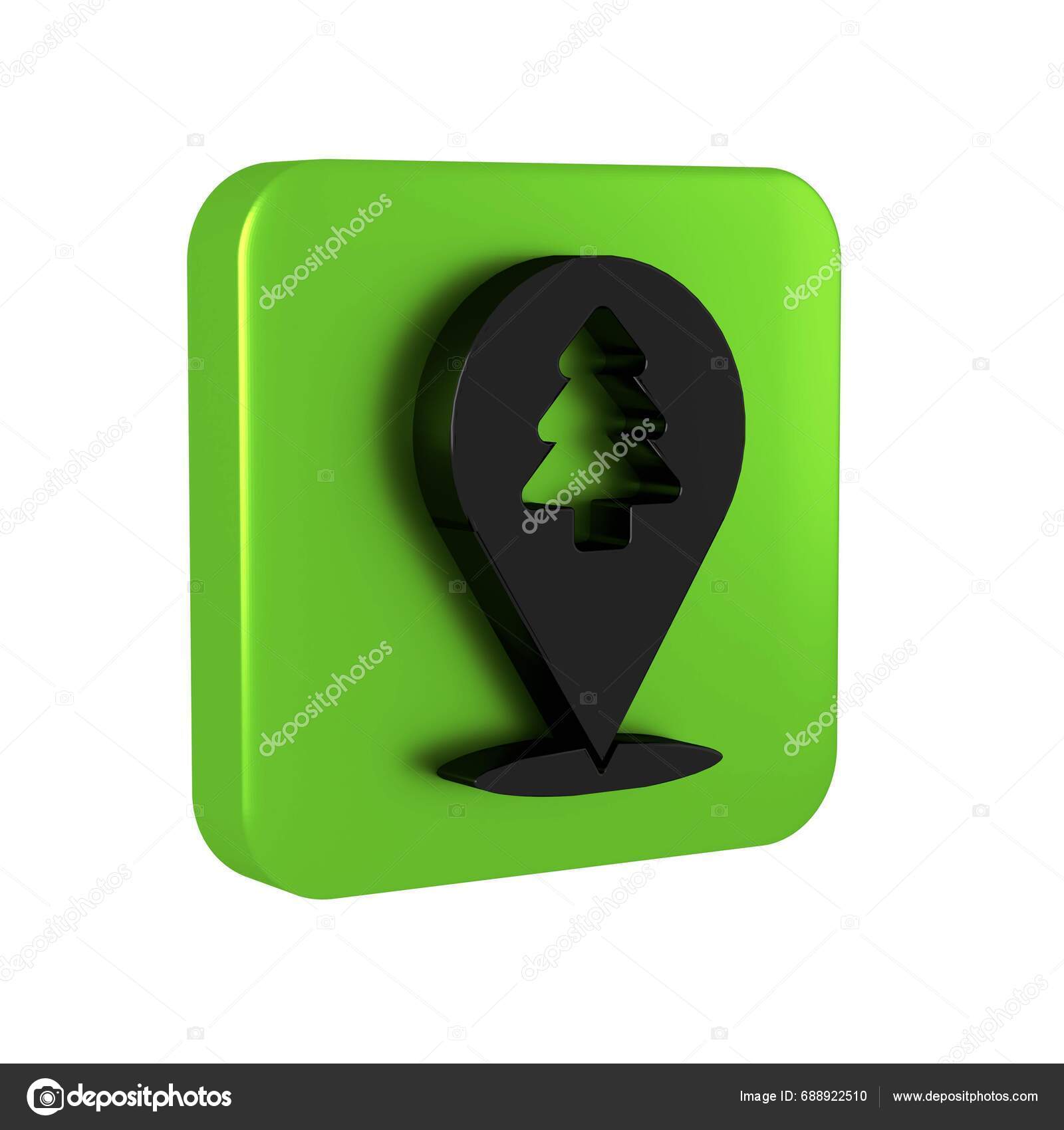 Black Location Forest Map Icon Isolated Transparent Background Green ...
