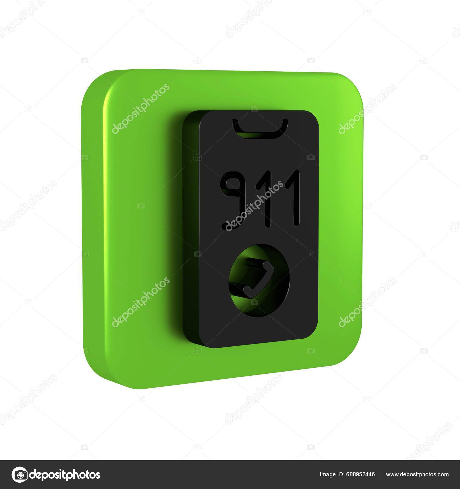 Black Telephone Emergency Call 911 Icon Isolated Transparent Background ...