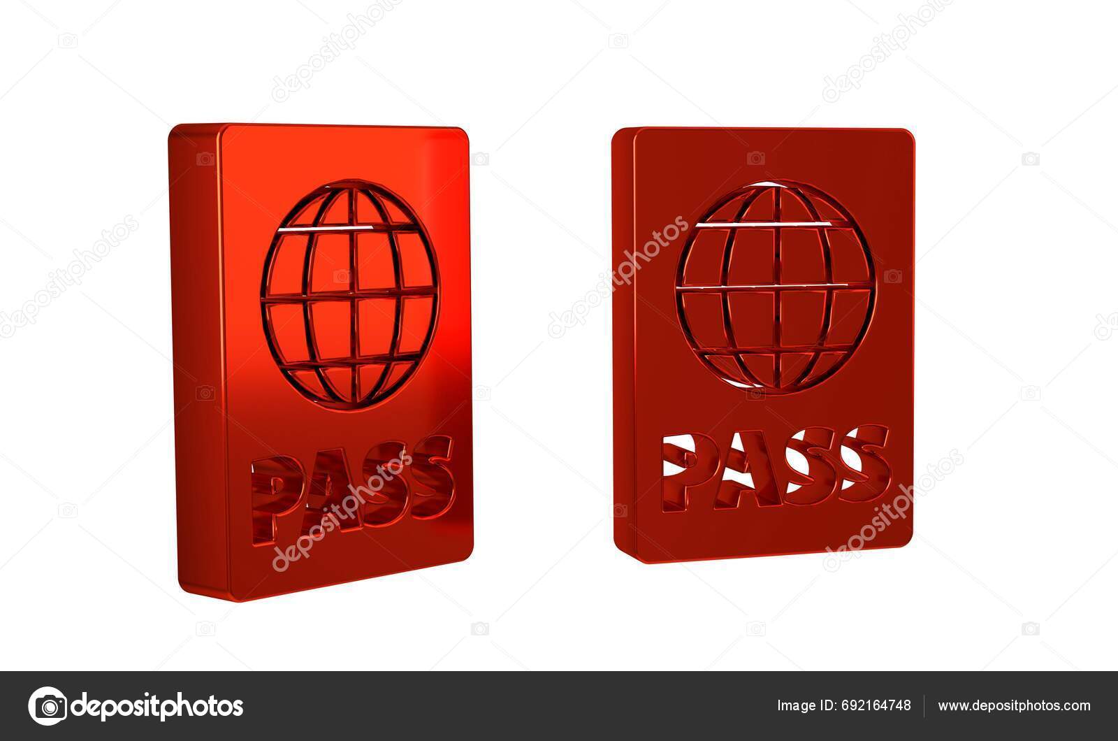 Red Passport Biometric Data Icon Isolated Transparent Background ...