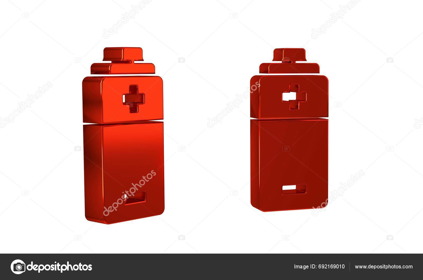 Red Battery Icon Isolated Transparent Background Lightning Bolt Symbol ...