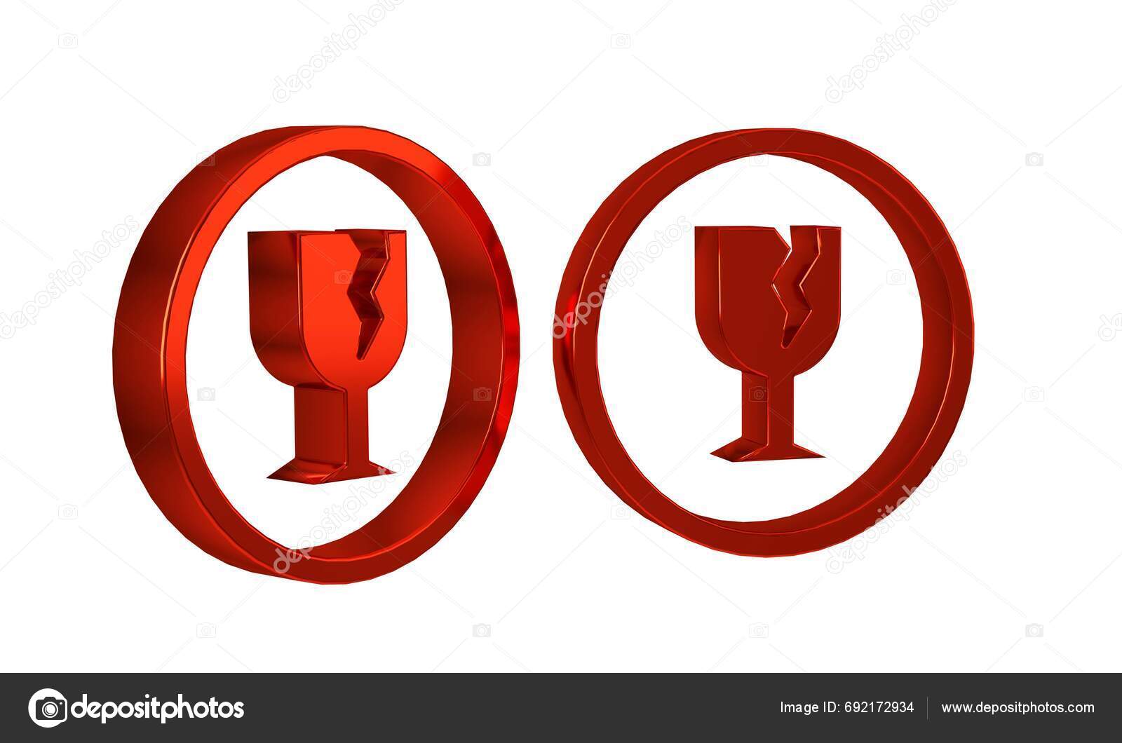 Red Fragile Broken Glass Symbol Delivery Boxes Icon Isolated ...