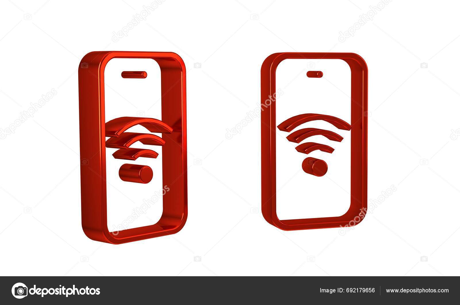 Red Smartphone Free Wireless Connection Icon Isolated Transparent ...